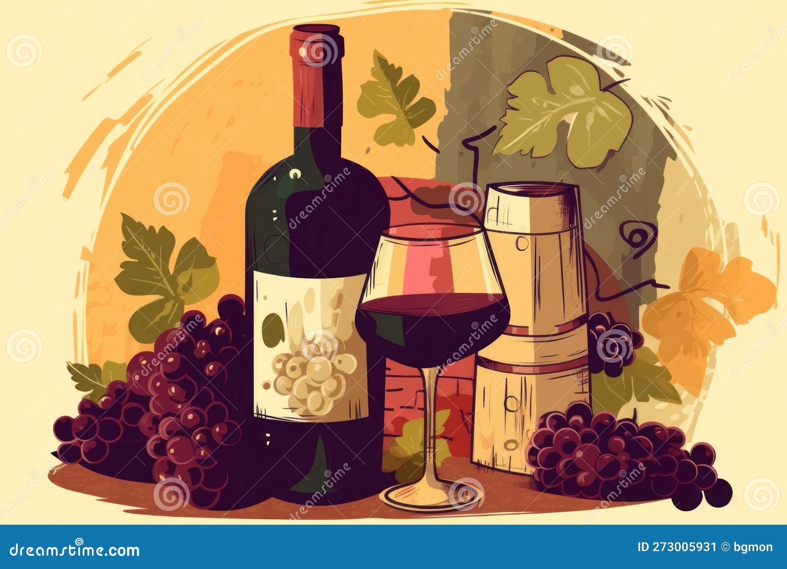 Vector Sketch of a Wine Bottle Design. Generative Ai Stock Illustration ...