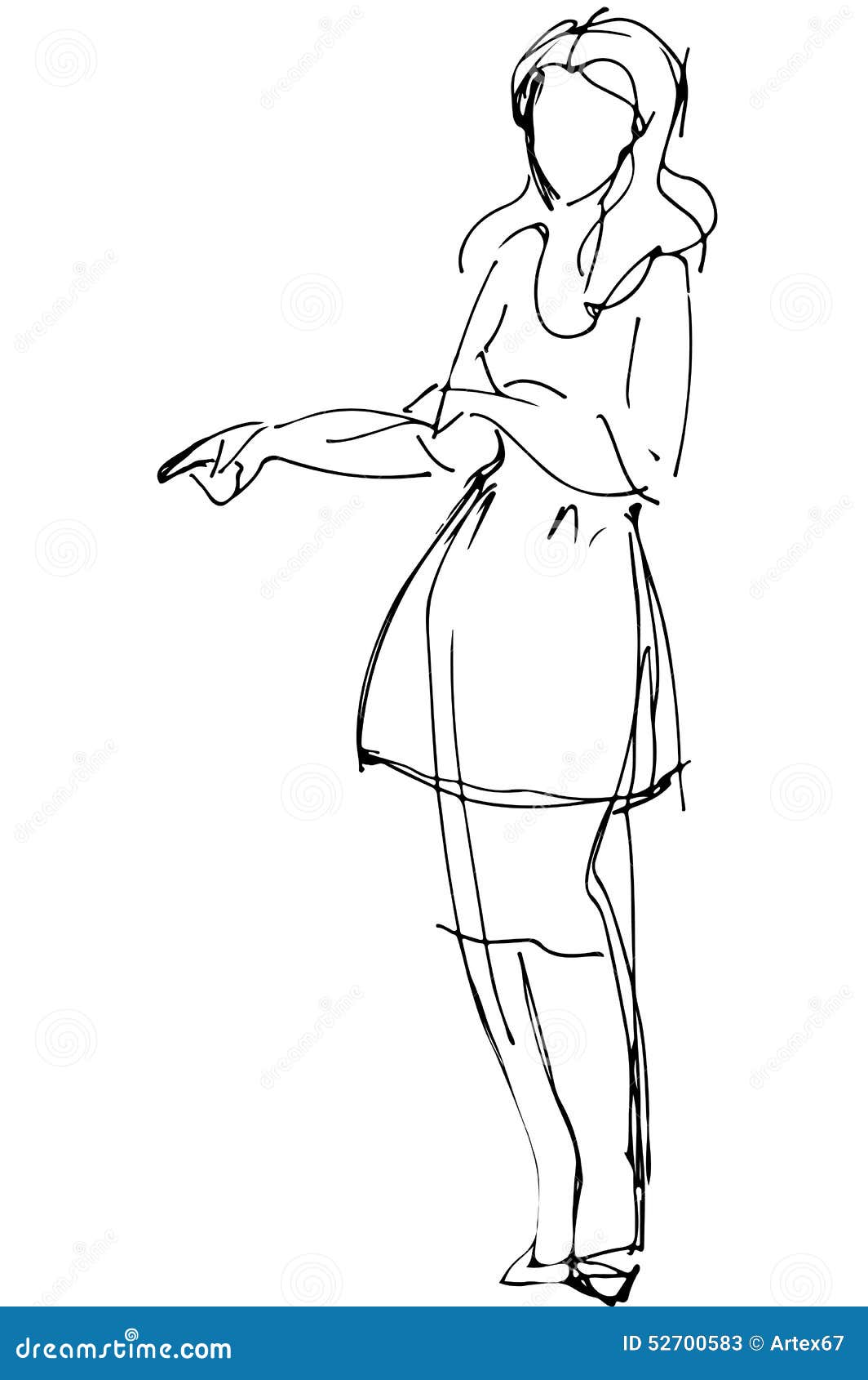 Vector Sketch Of A Woman Is Pointing Direction | CartoonDealer.com ...