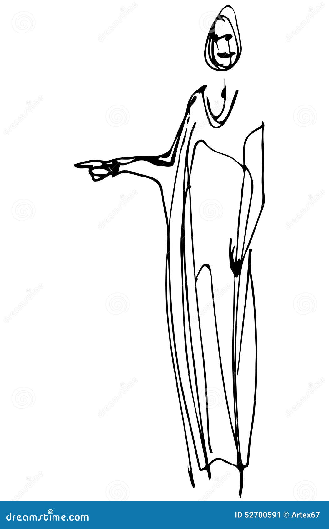 Vector Sketch of a Woman is Pointing Direction Stock Vector ...