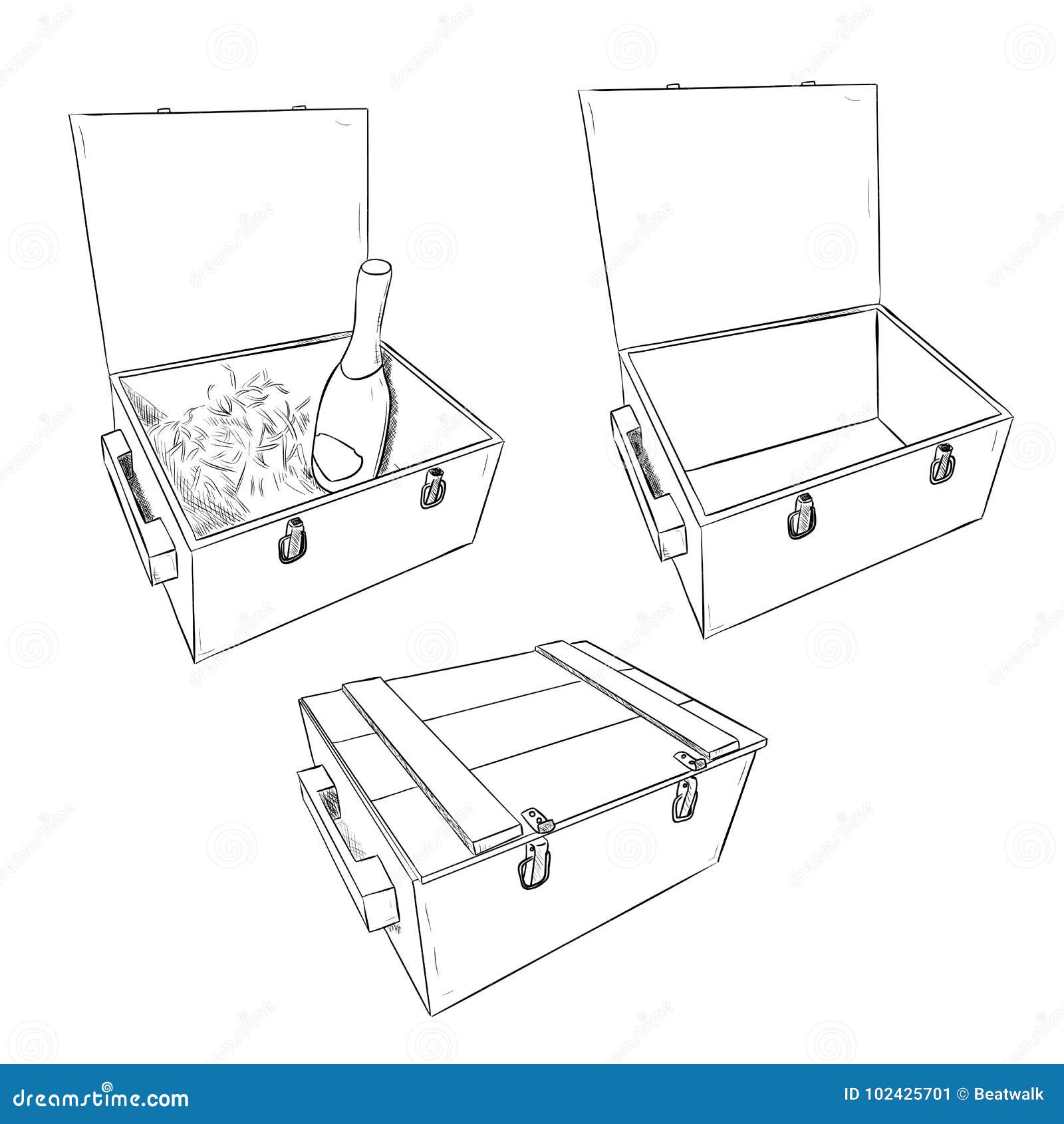 Vector Sketch of Wooden Boxes. Stock Vector - Illustration of hand ...