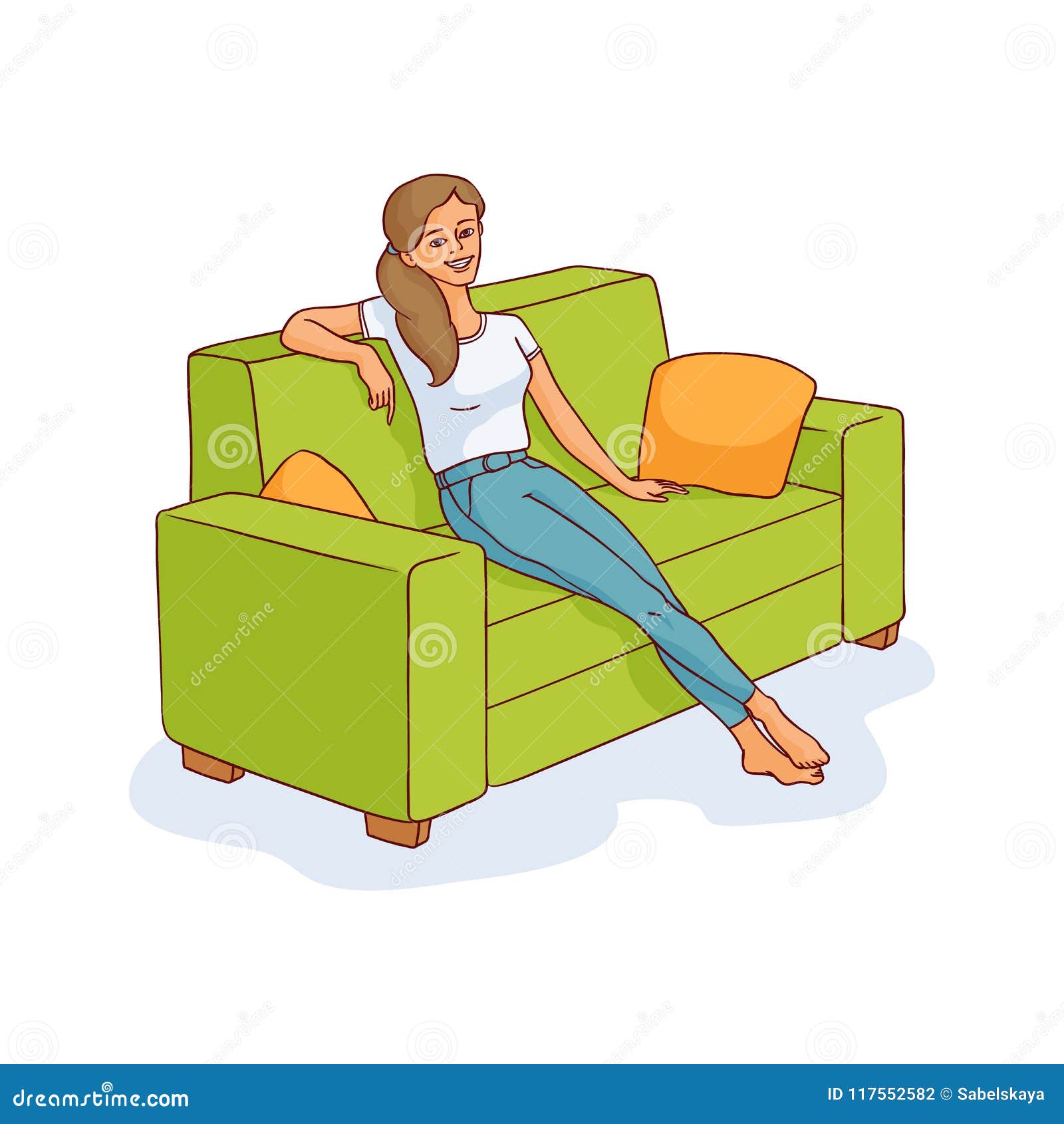 Vector Sketch Young Woman Sitting at Sofa Resting Stock Vector ... Vector Sketch Young Woman Sitting at Sofa Resting Stock Vector ...