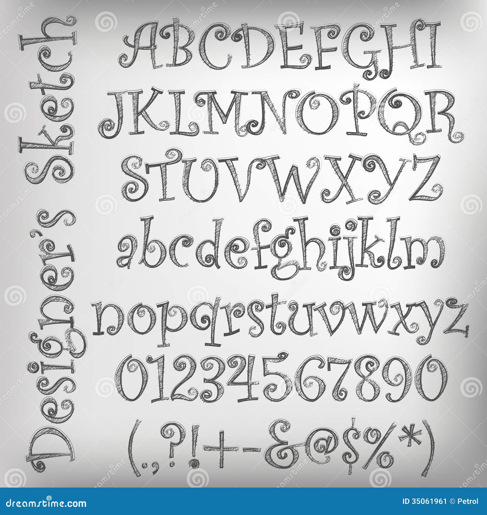 Vector sketched alphabet stock vector. Illustration of alphabet - 35061961