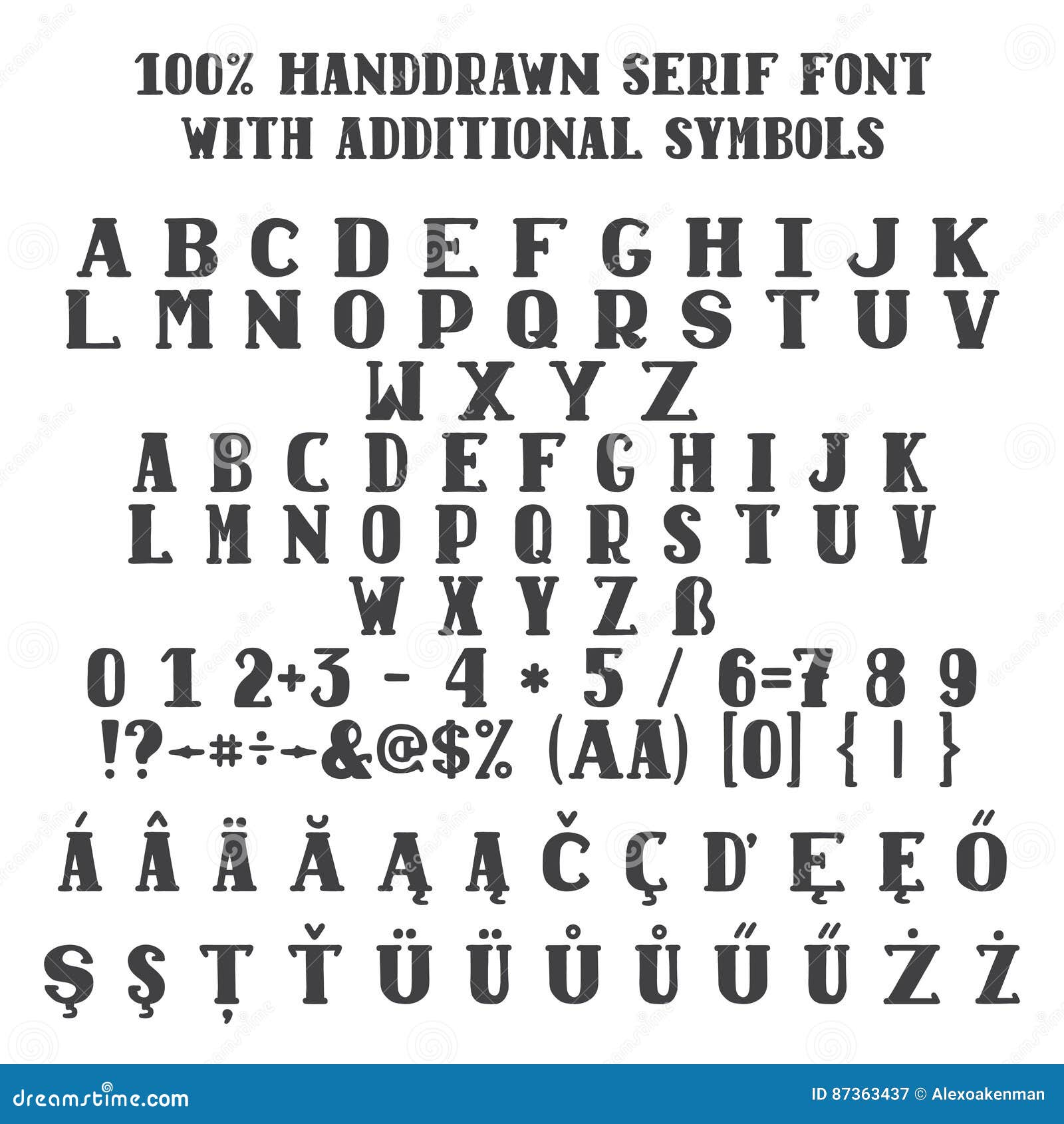 Vector Sketched Handdrawn Font with Additional Symbols Stock Vector ...