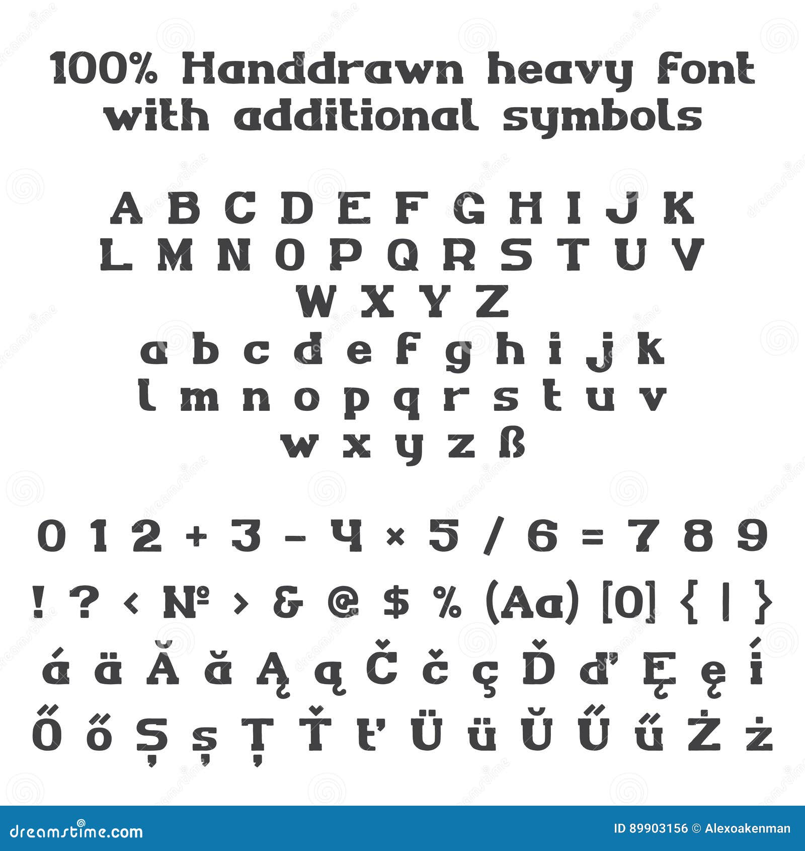 Vector Sketched Handdrawn Serif Bold Font with Additional Symbols Stock ...