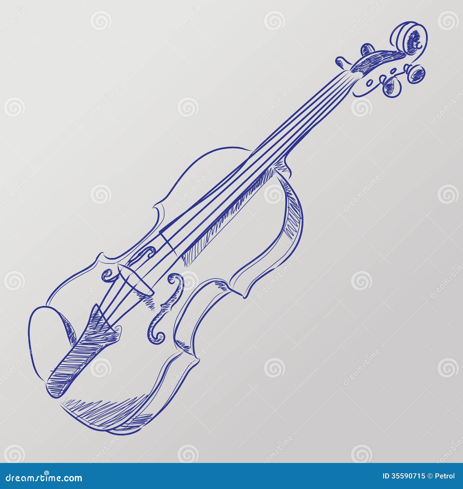 Vector sketched violin stock vector. Illustration of drawing - 35590715