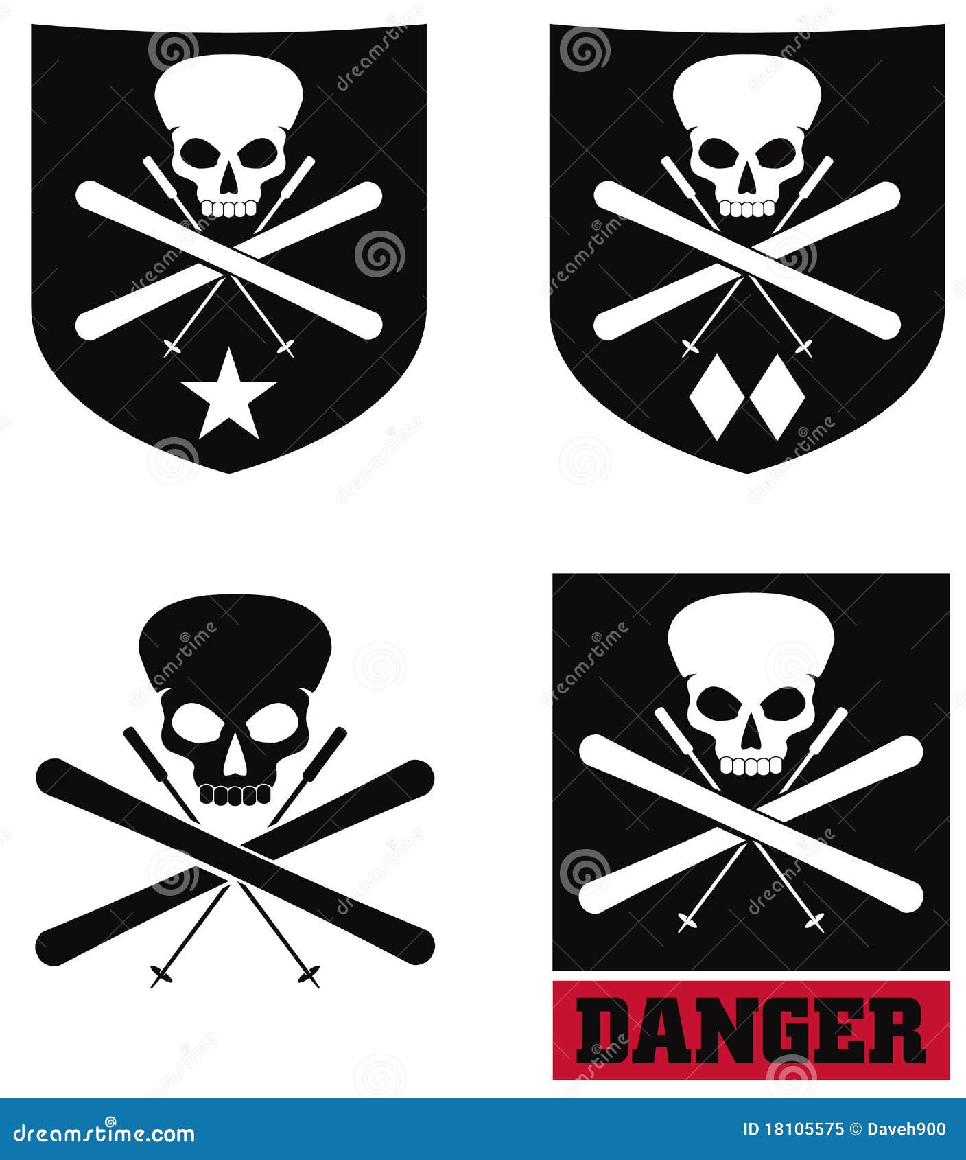 Vector Ski Skull Design stock vector. Illustration of downhill - 18105575