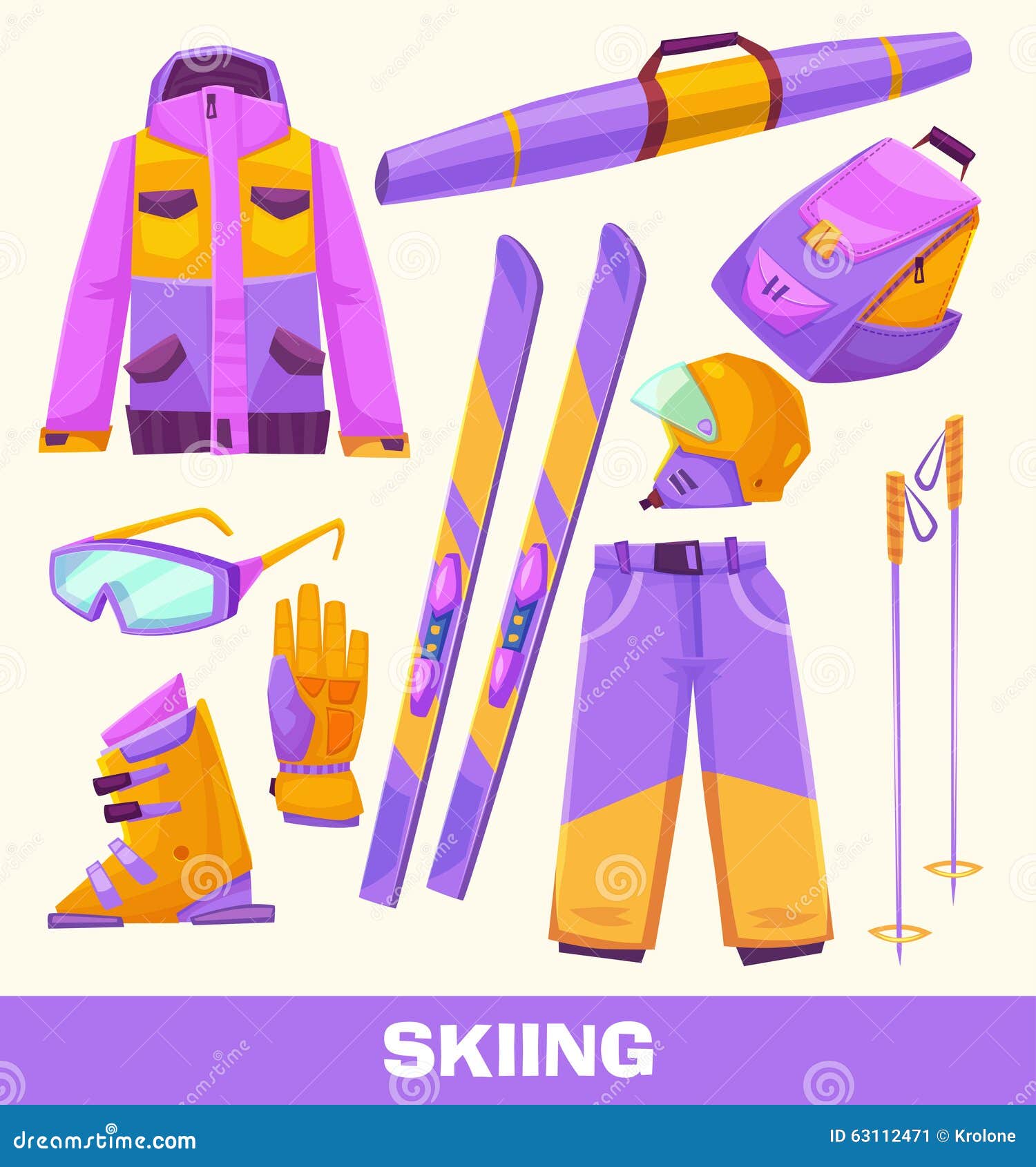 Vector Skiing Elements, Clothes and Tools Stock Vector - Illustration ...
