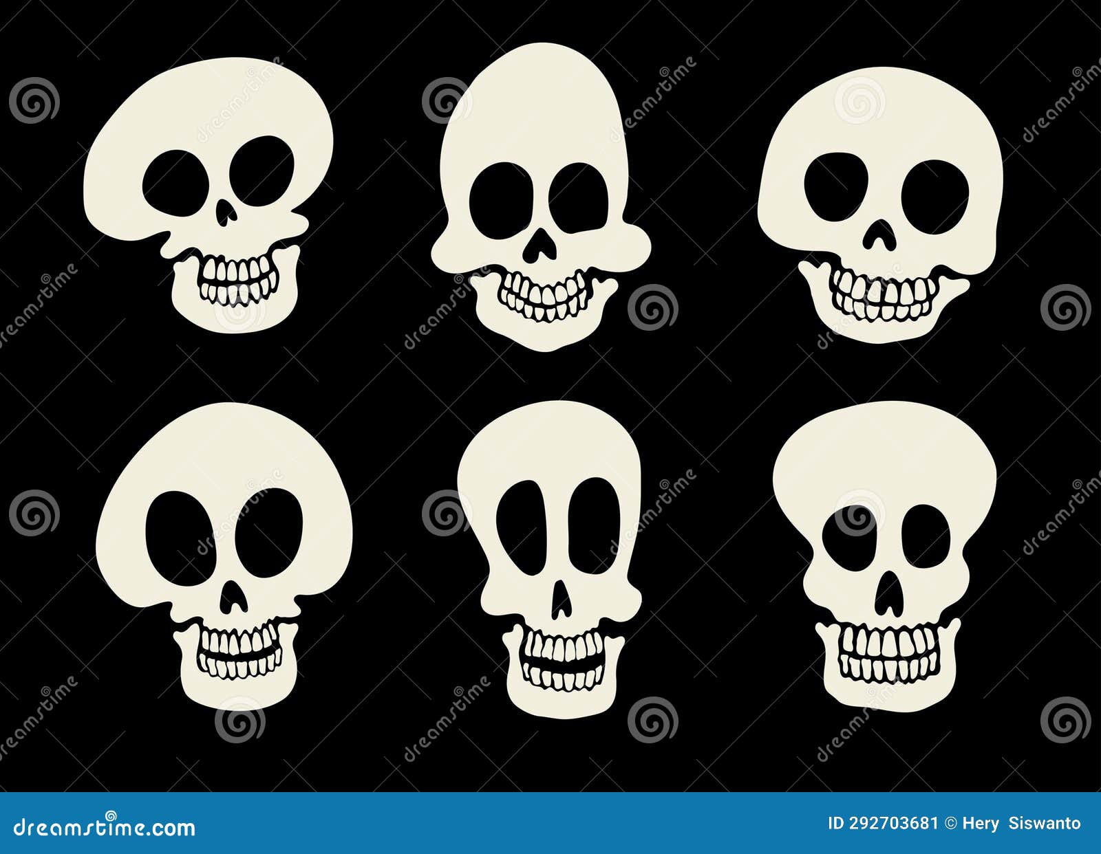 Skull Vector Cartoon Collection Set Stock Vector - Illustration of head ...