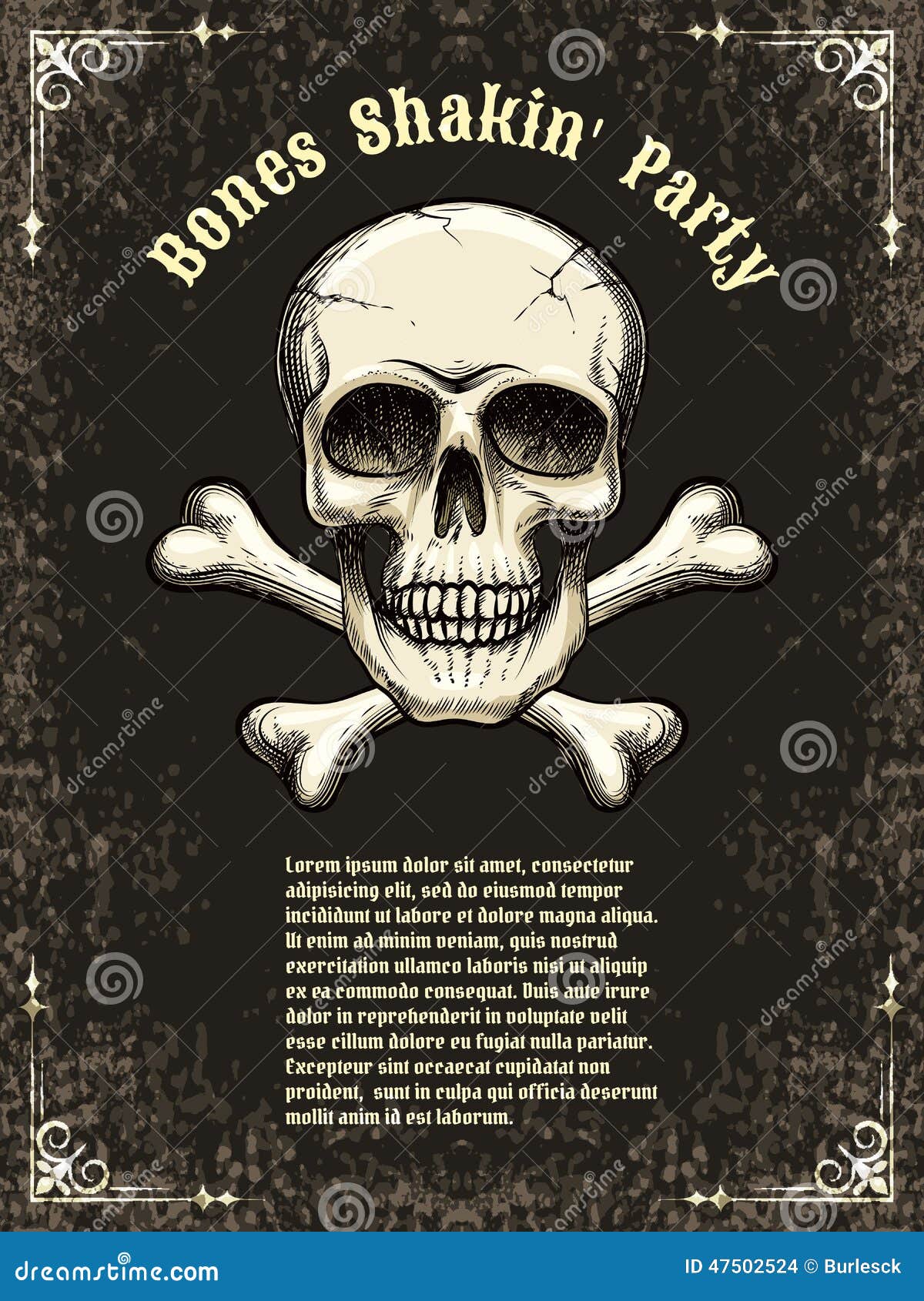 Vector Skull Frame Poster Template Stock Vector - Illustration of fear ...