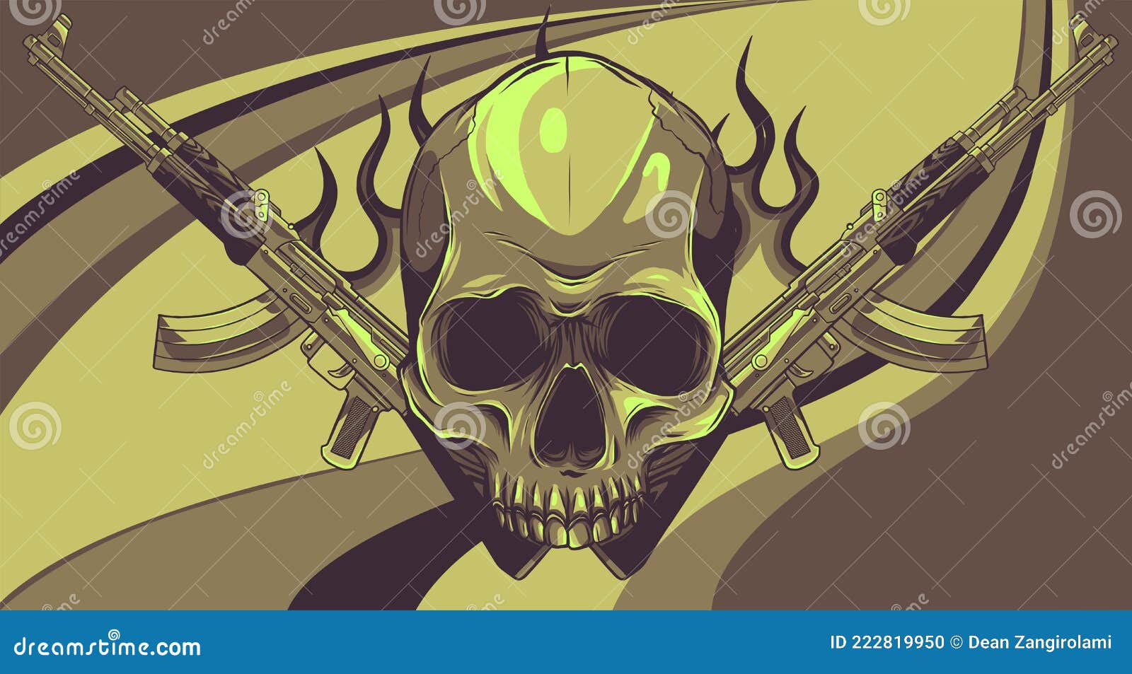 Vector Skull with Machine Guns Kalashnikov AK-47. Stock Vector ...