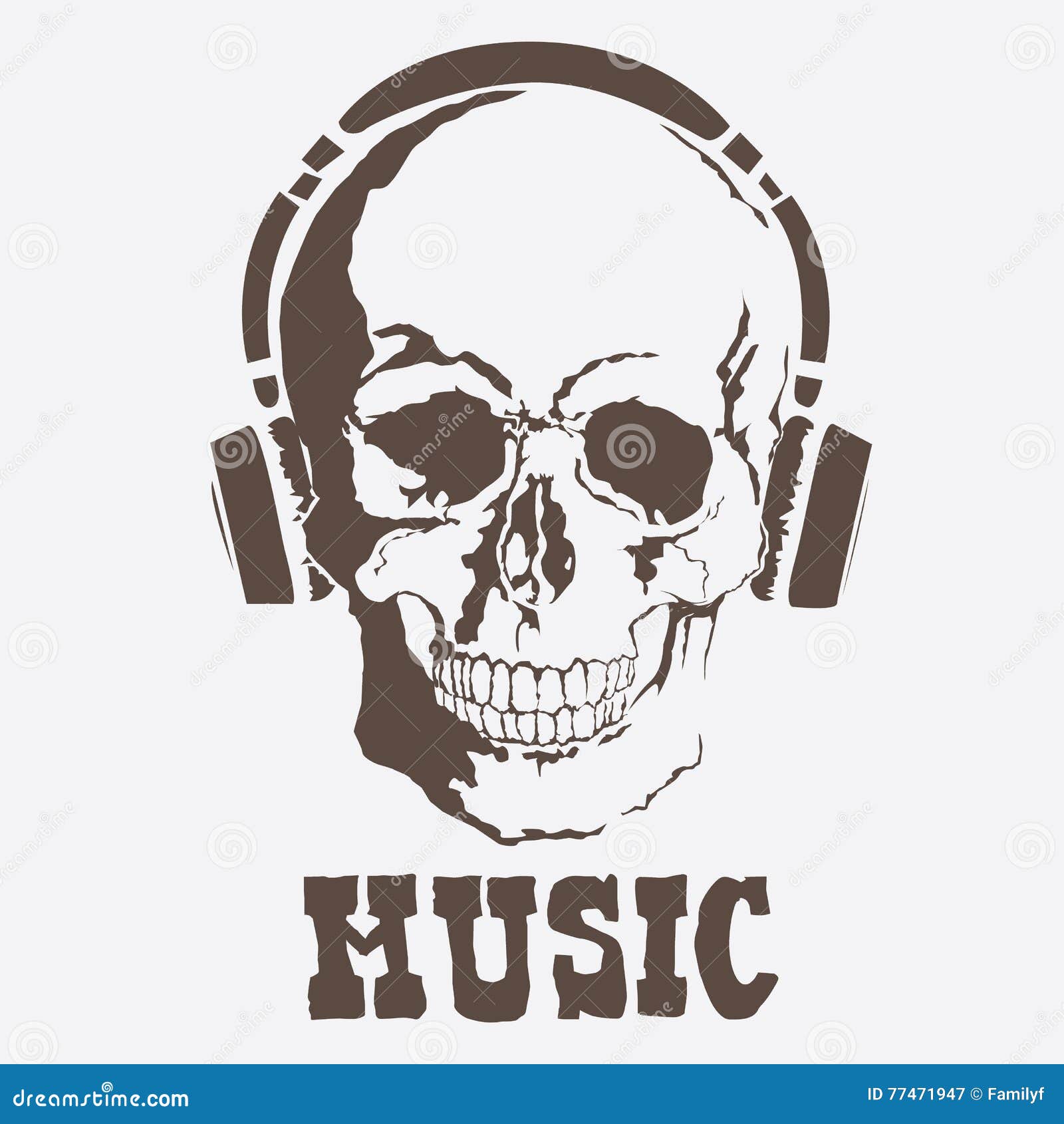 Vector skull. Music style stock vector. Illustration of danger - 77471947