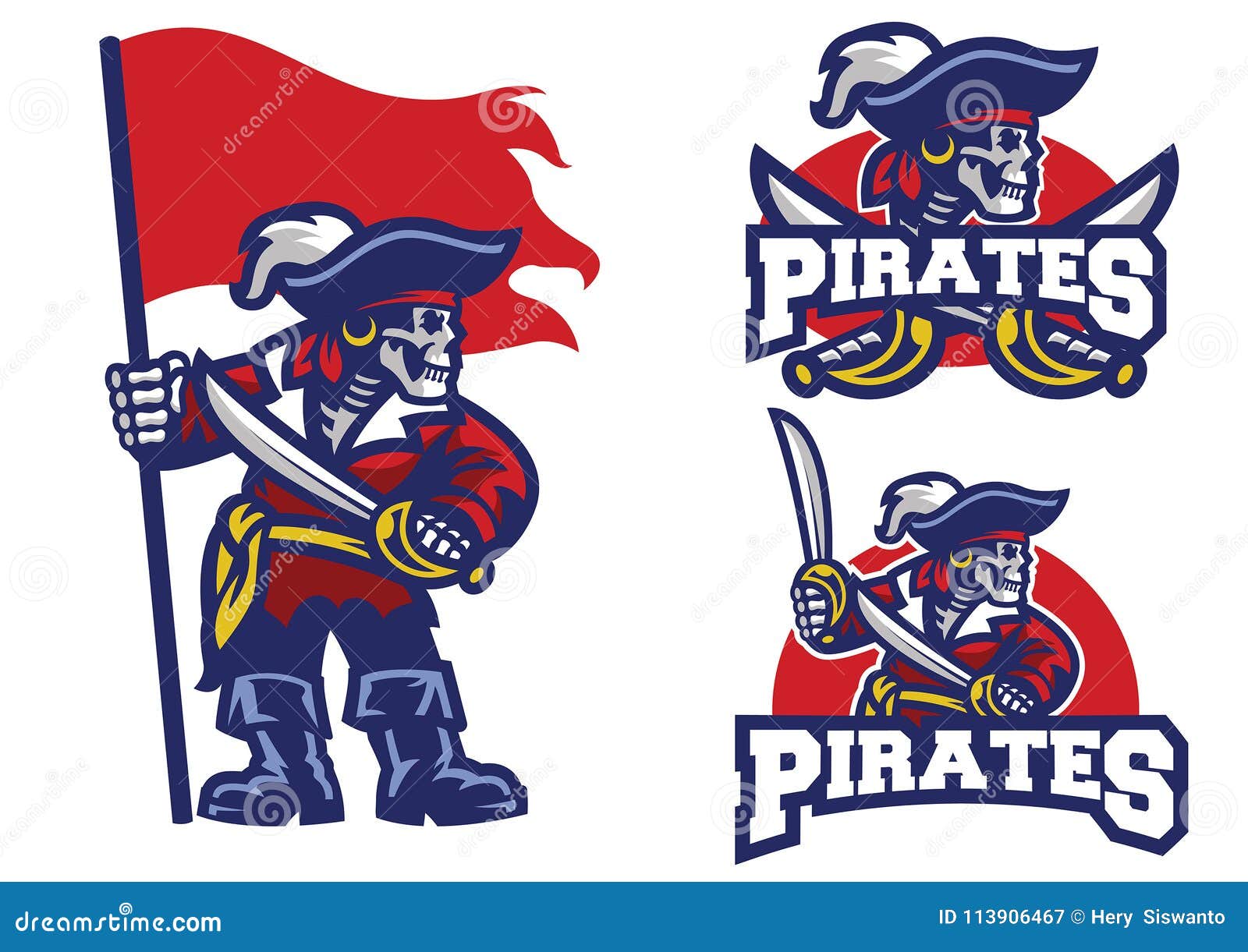 Skull pirates mascot set stock vector. Illustration of tough - 113906467