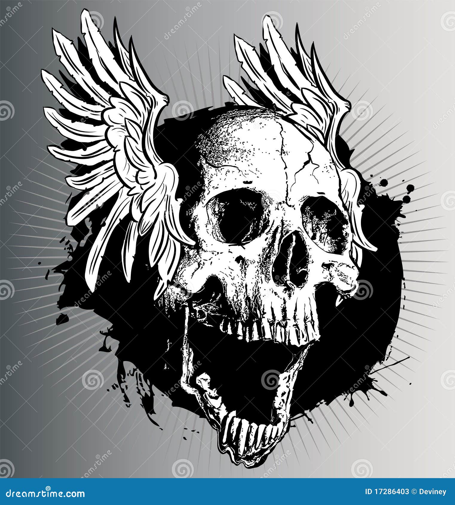 Vector skull with wings stock vector. Illustration of fiction - 17286403