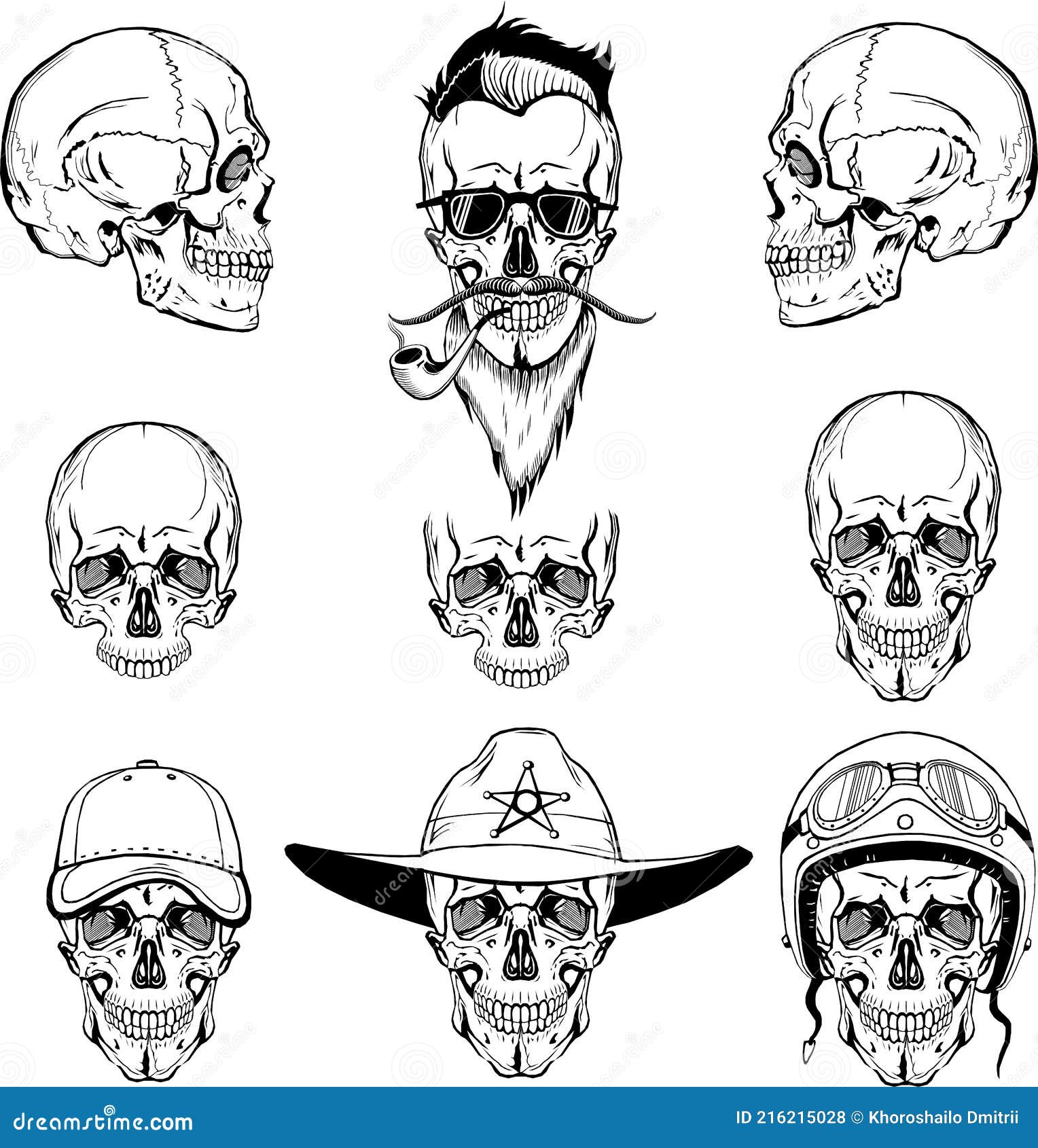 Decrepit Skull With Two Crossed Bones Vector Illustration ...