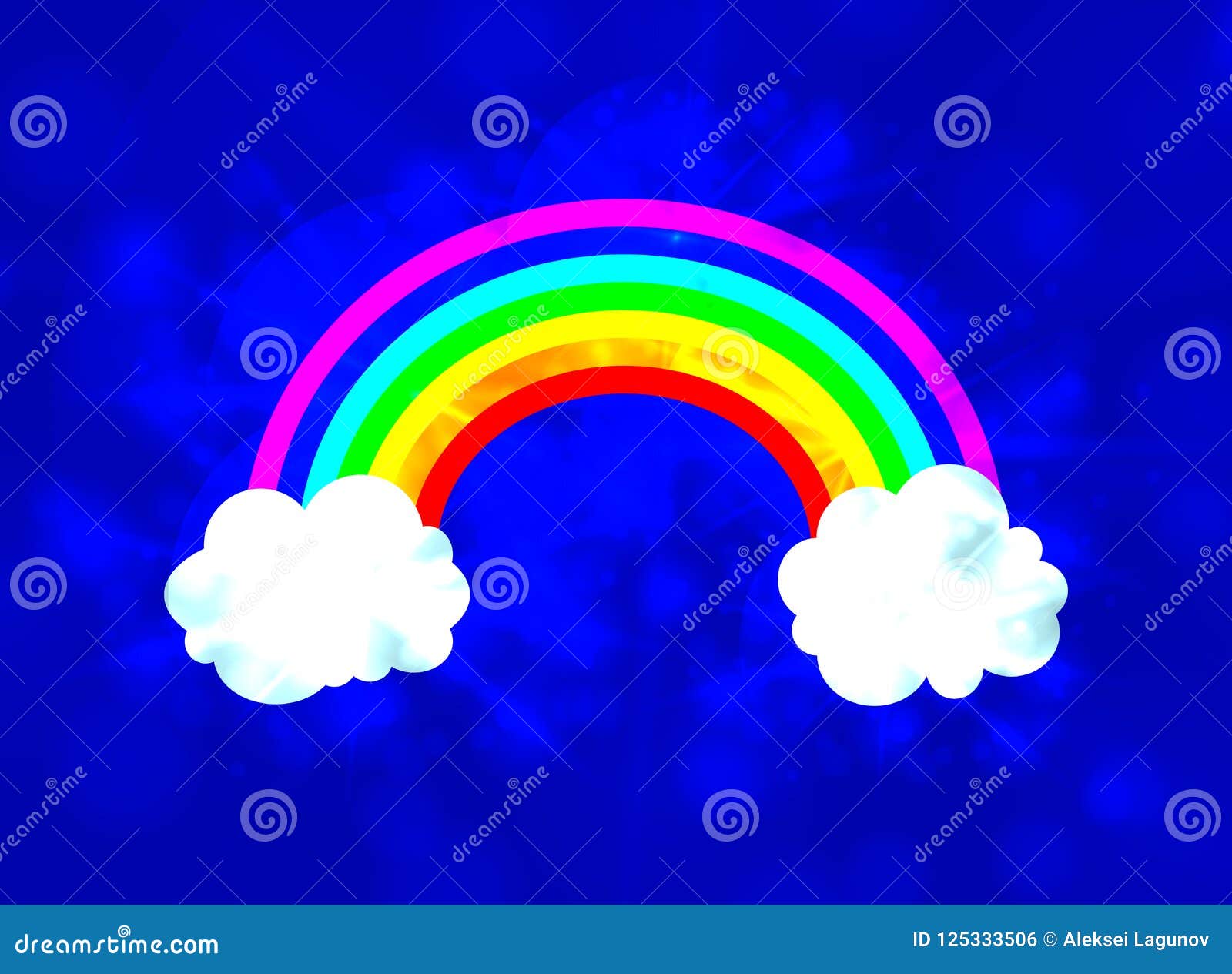 Vector Sky with Rainbow Glowing Illustration, Shining Background. Stock ...