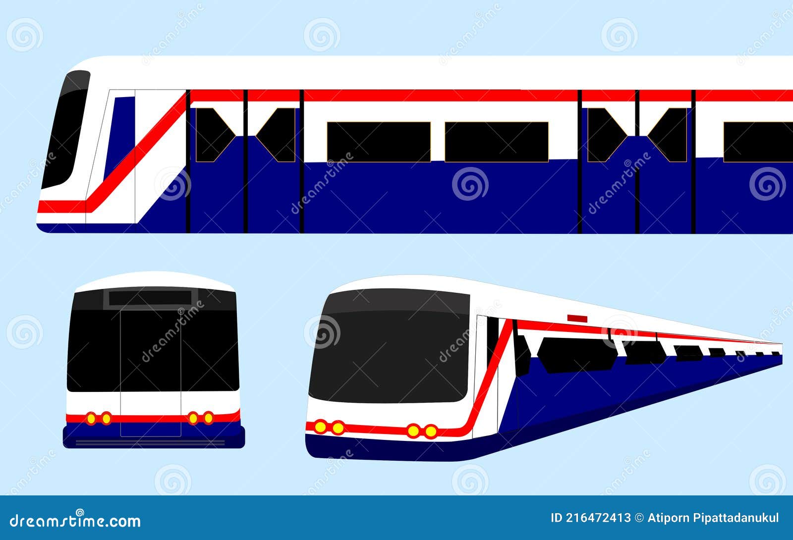 Vector Sky Train in Bangkok in Different Views Illustration Stock ...