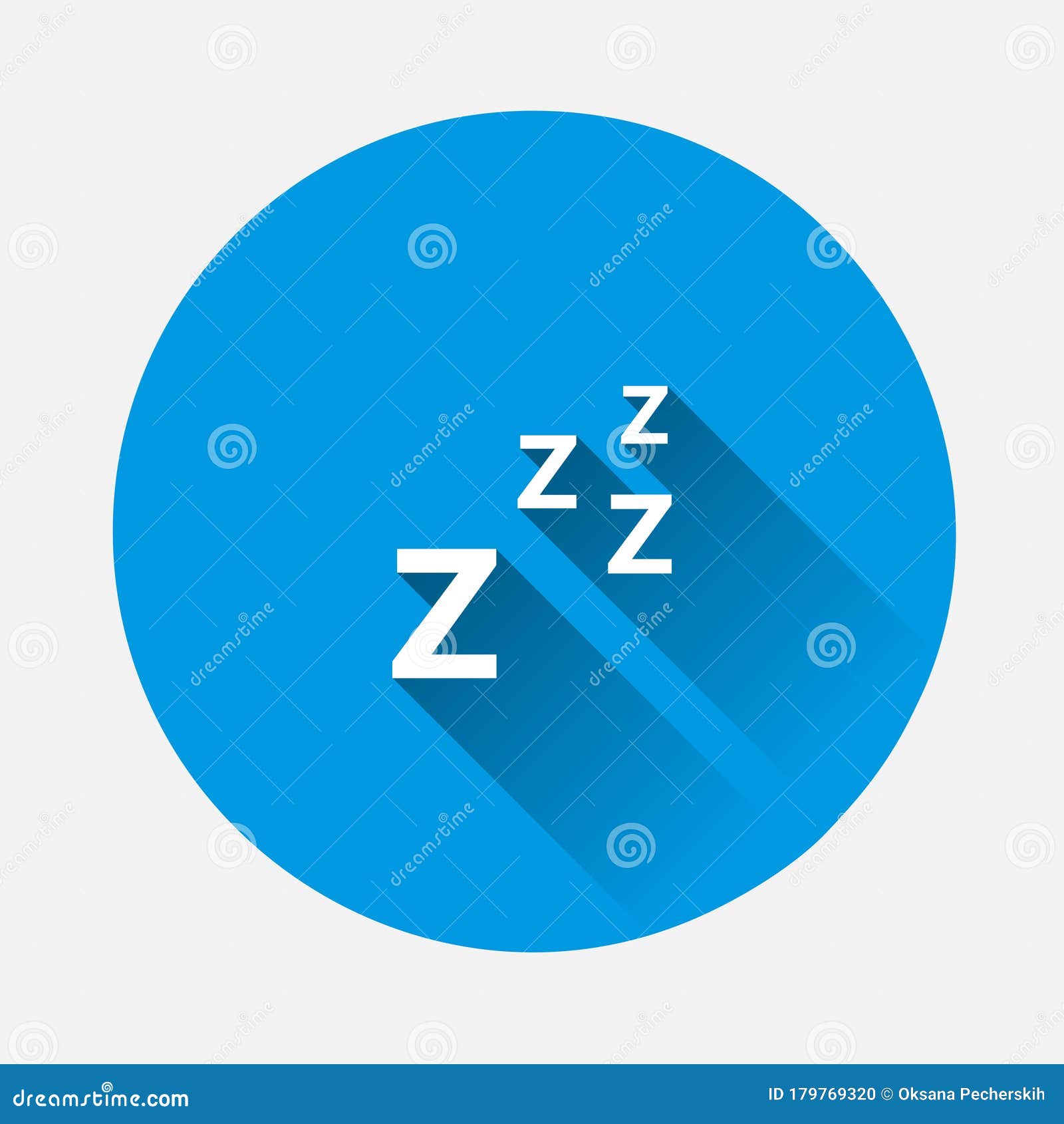 Vector Sleep and Snoring Icon on Blue Background. Flat Image with Long ...
