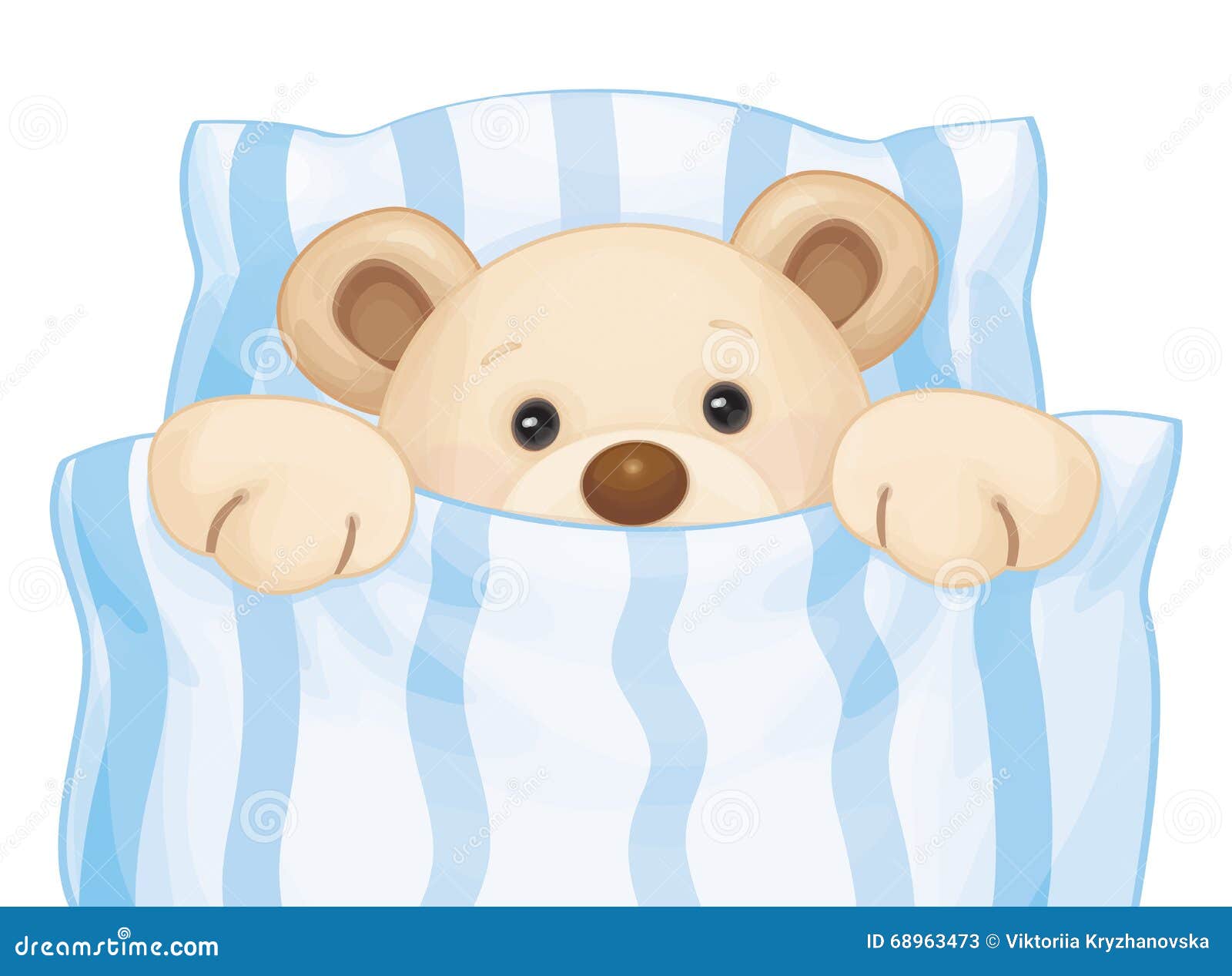 Vector Sleeping Bear in Bed. Stock Vector - Illustration of shower ...