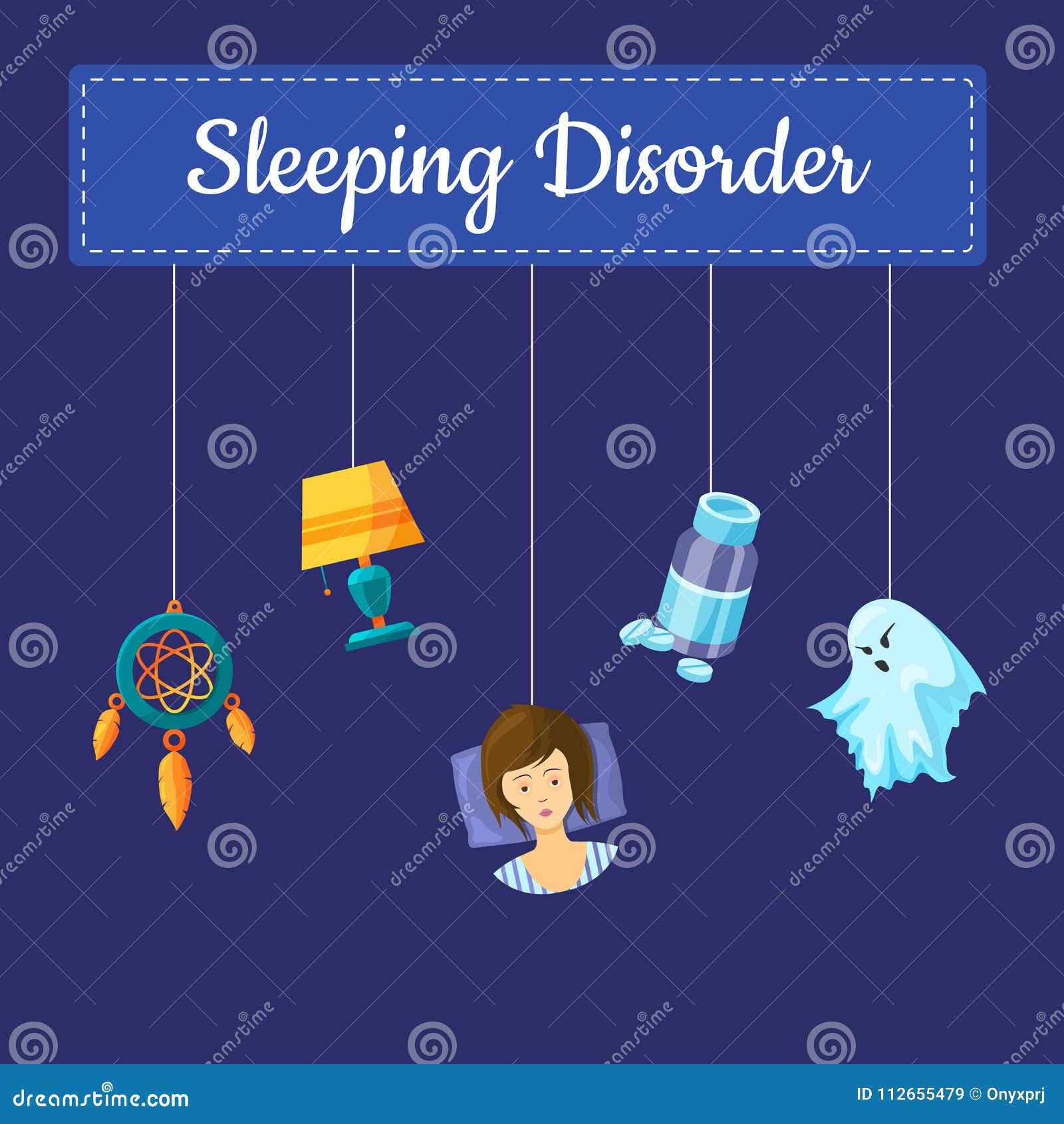 Vector Sleeping Disorder Concept Illustration Stock Vector ...