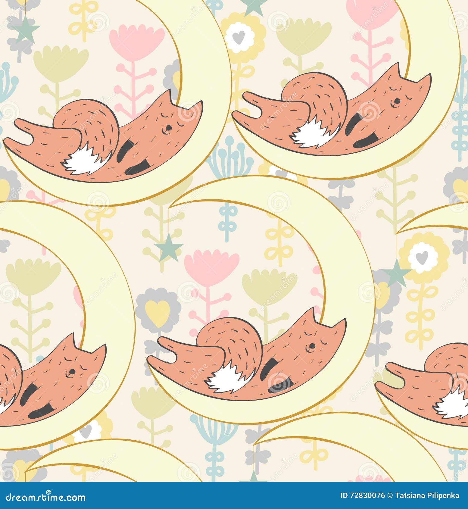 Vector Sleeping fox. stock vector. Illustration of nature - 72830076