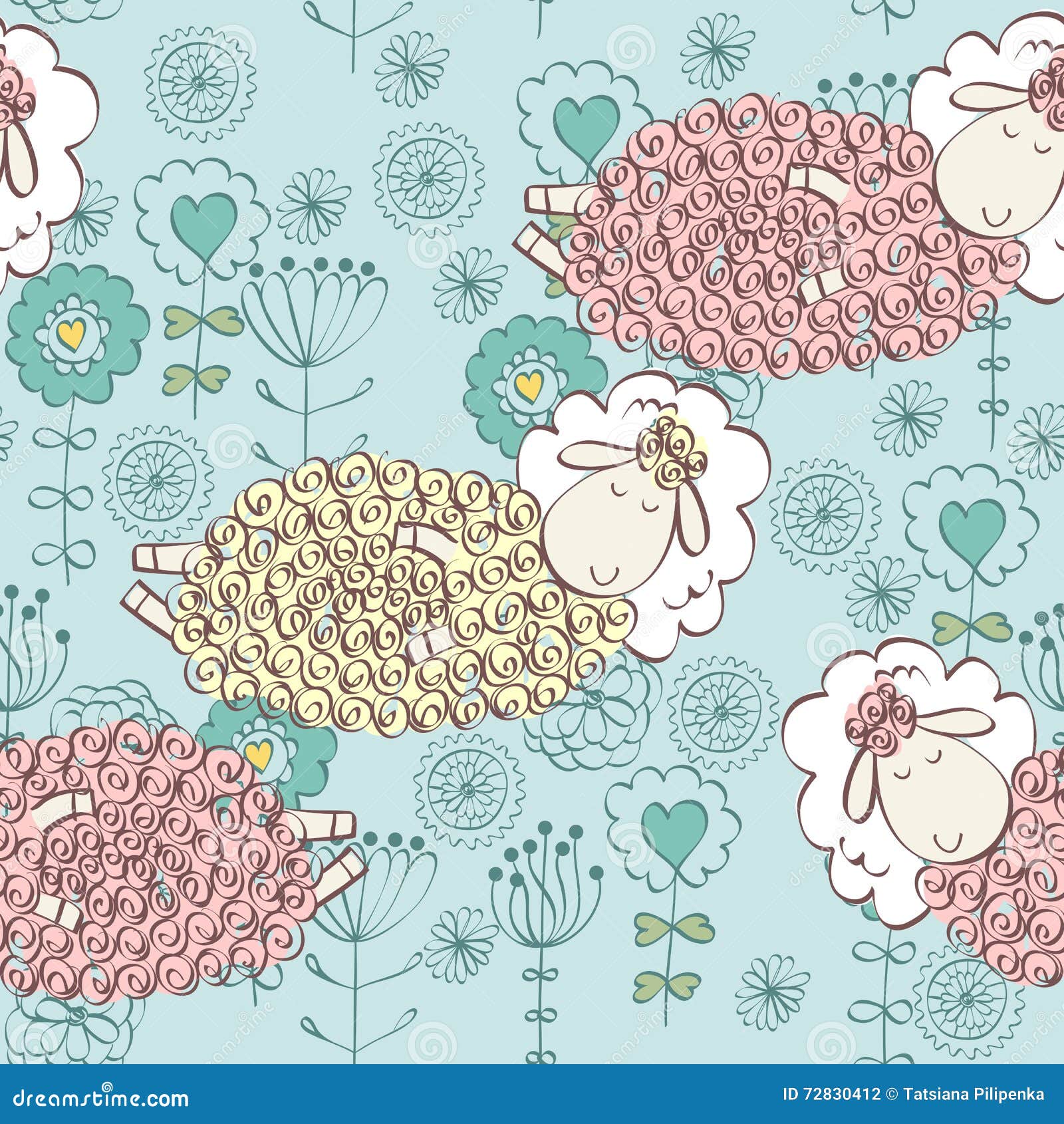 Vector Sleeping sheep stock vector. Illustration of pattern - 72830412