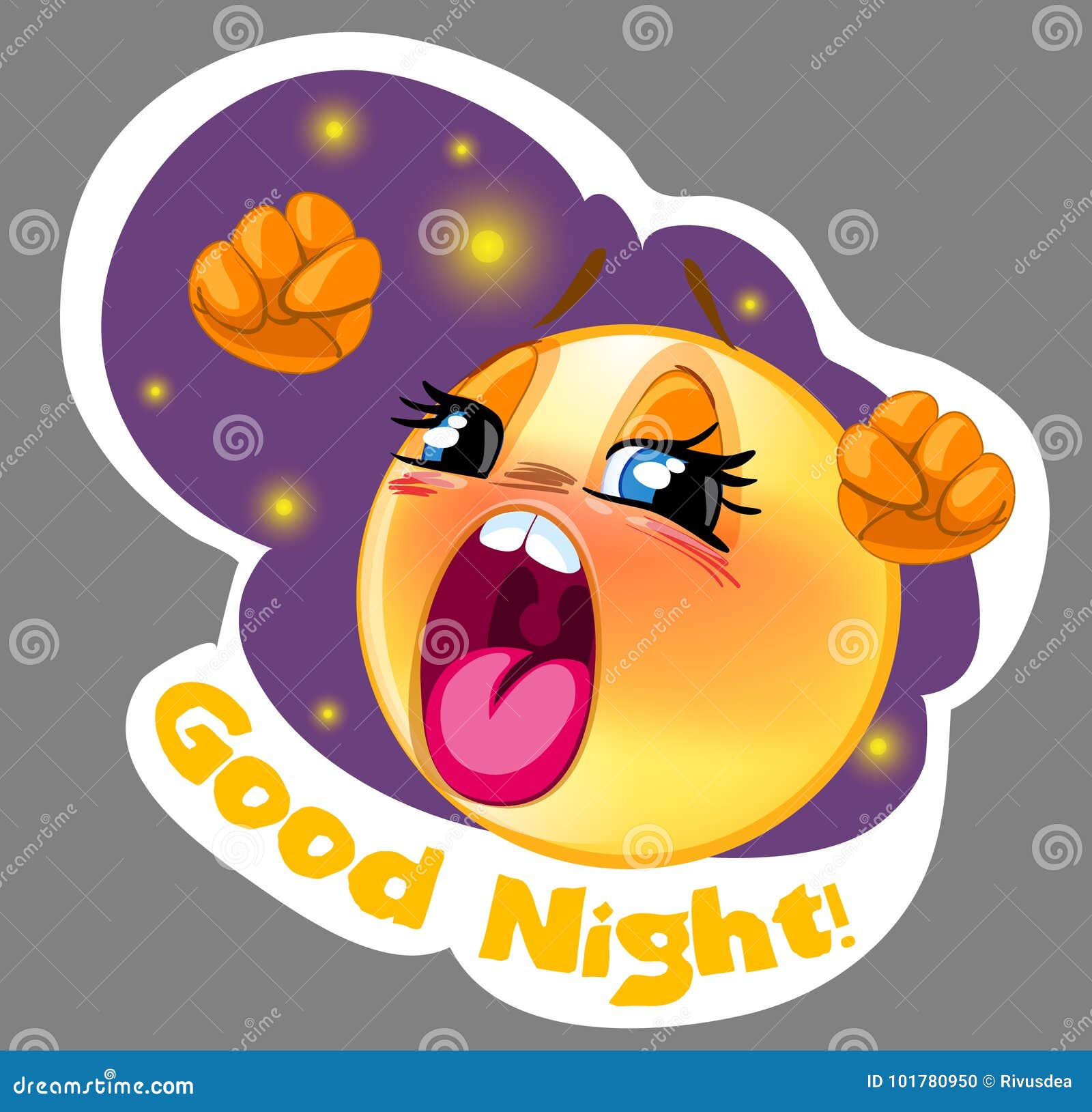 Vector Sleepy Smiley Sticker with Night Background for Messenger Stock ...