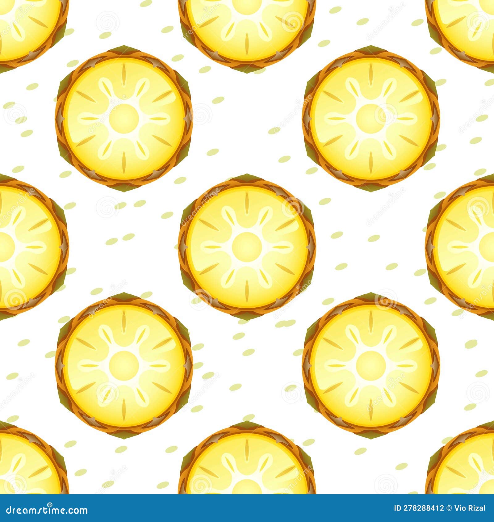 Vector Slice of Pineapple Fruits Seamless Pattern Illustration Stock ...