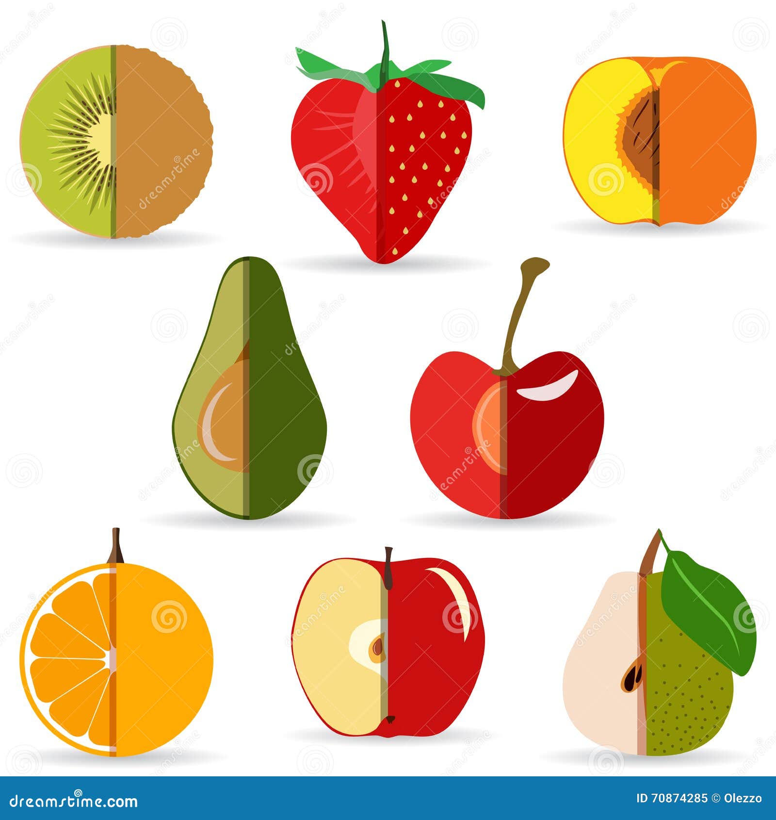 Vector sliced fruit. stock vector. Illustration of apple - 70874285