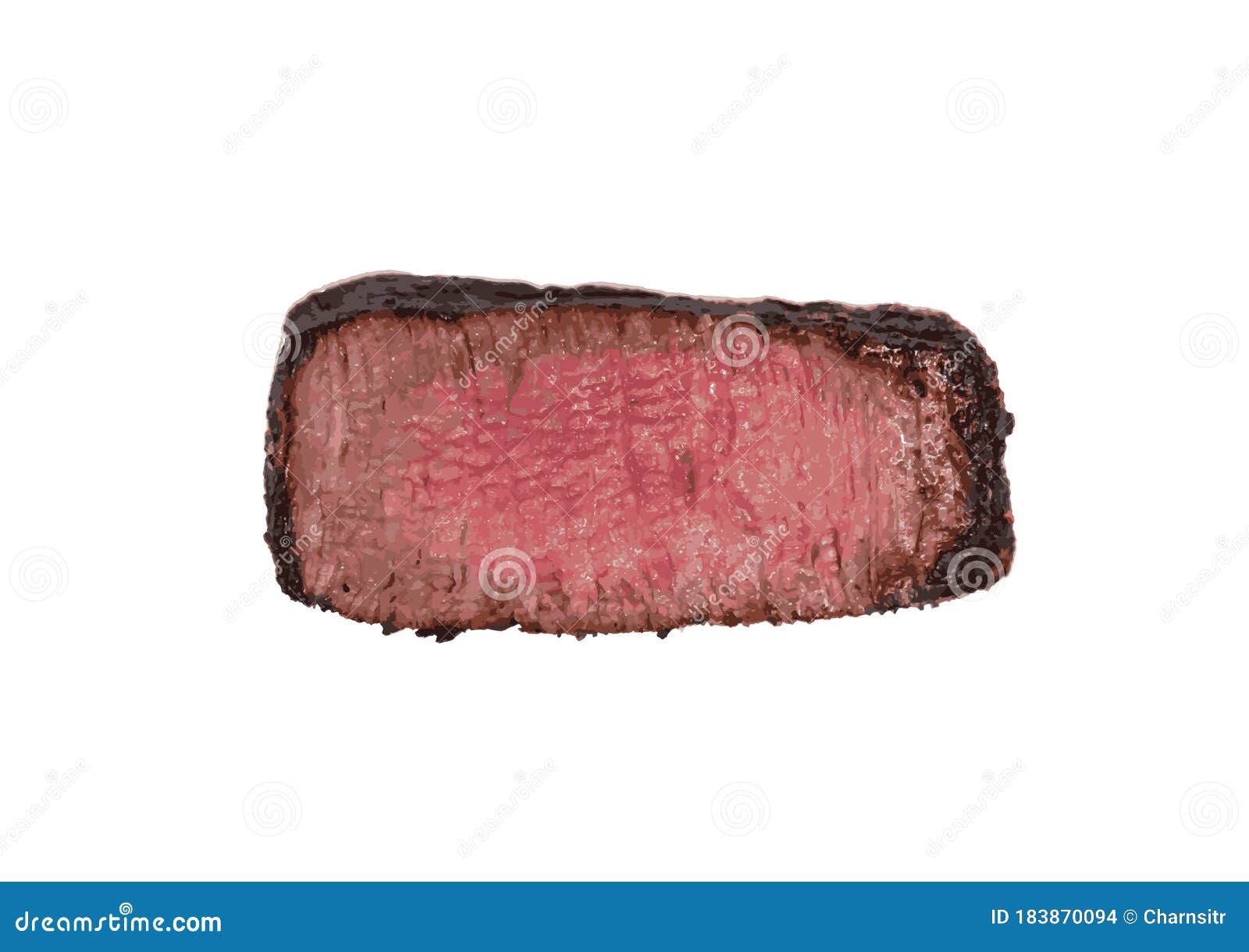 Vector of Sliced of Medium Rare Meat Stock Illustration - Illustration ...