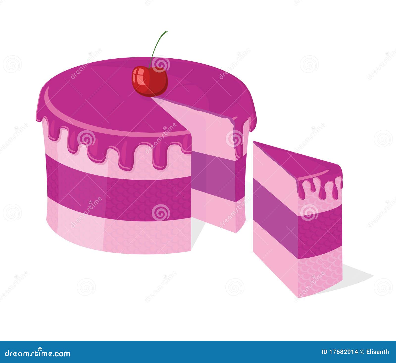 Vector sliced pink cake stock vector. Illustration of color - 17682914