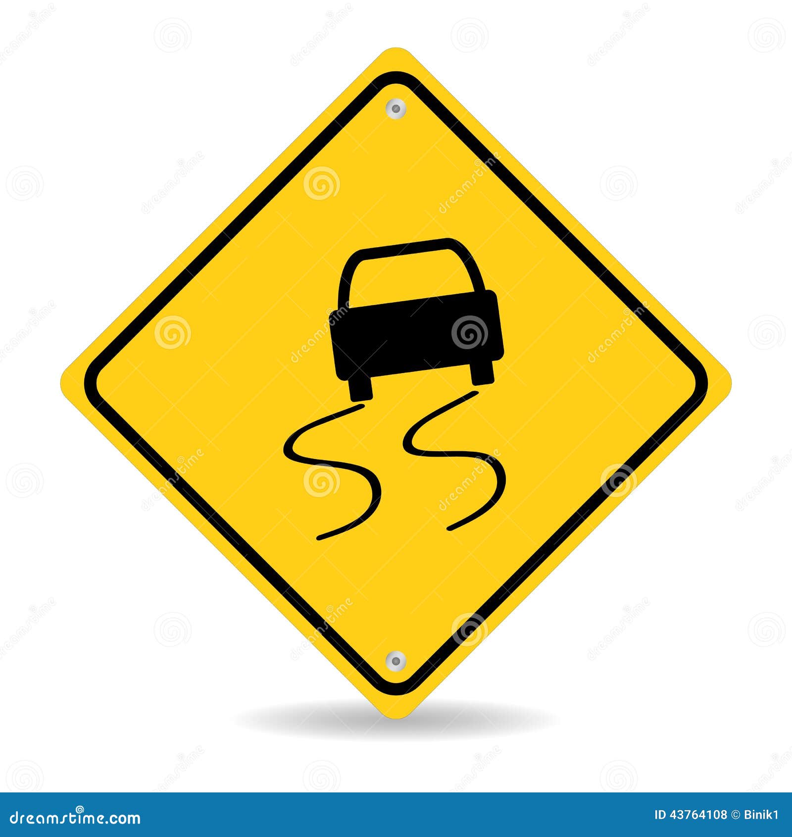 Slippery Road Warning Sign Car Icy Track Vector Isolated Icon ...