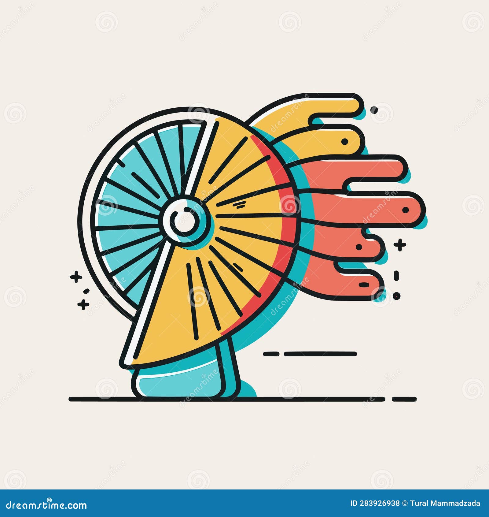 Vector of a Small Table Fan with a Modern and Minimalist Design Stock ...