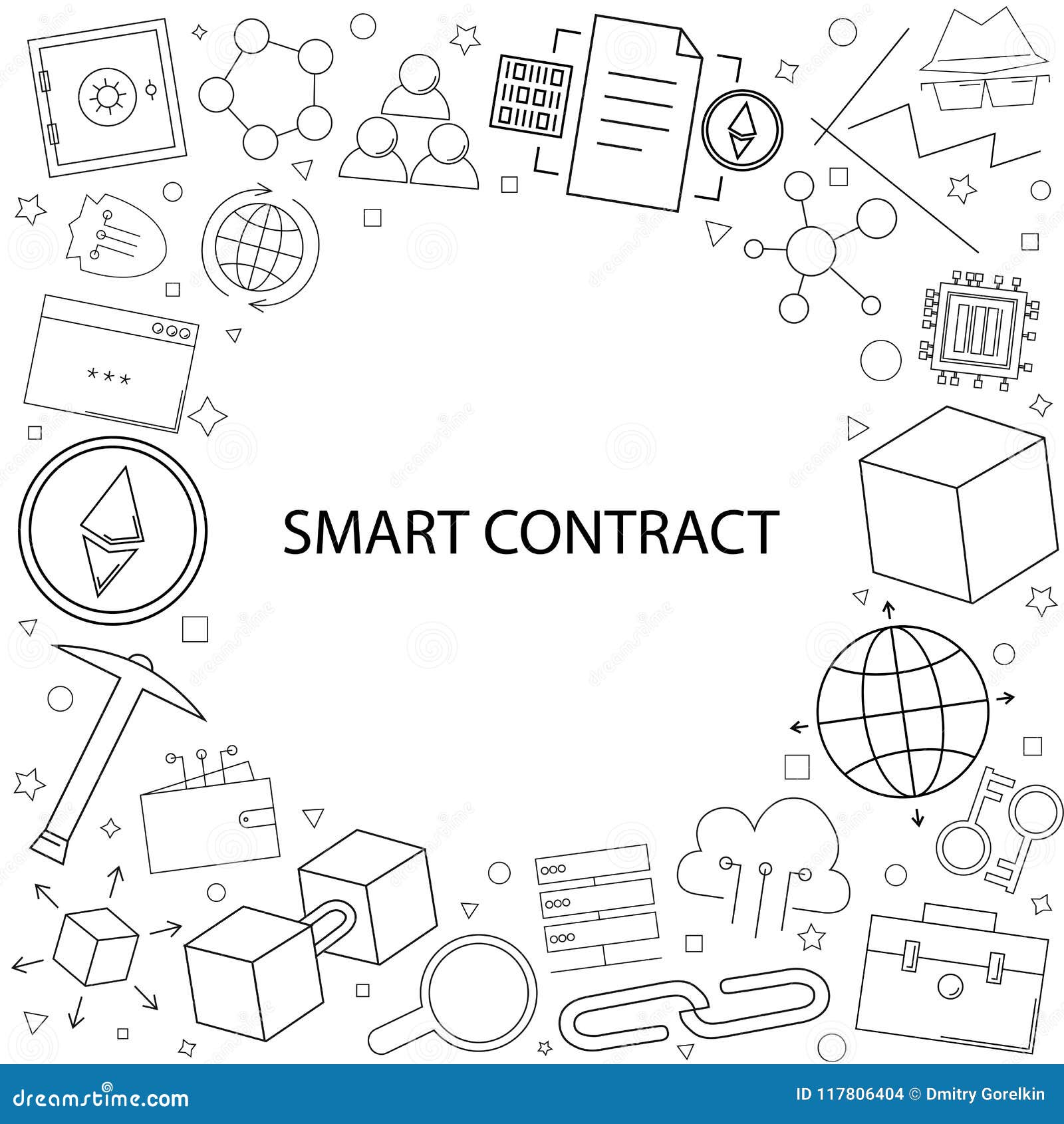 Vector Smart Contract Pattern with Word Stock Vector - Illustration of ...