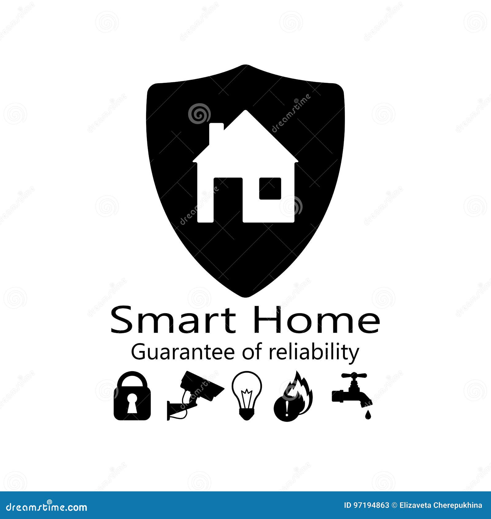 Vector Smart Home Logo in Black and White Style. Smart House Control ...