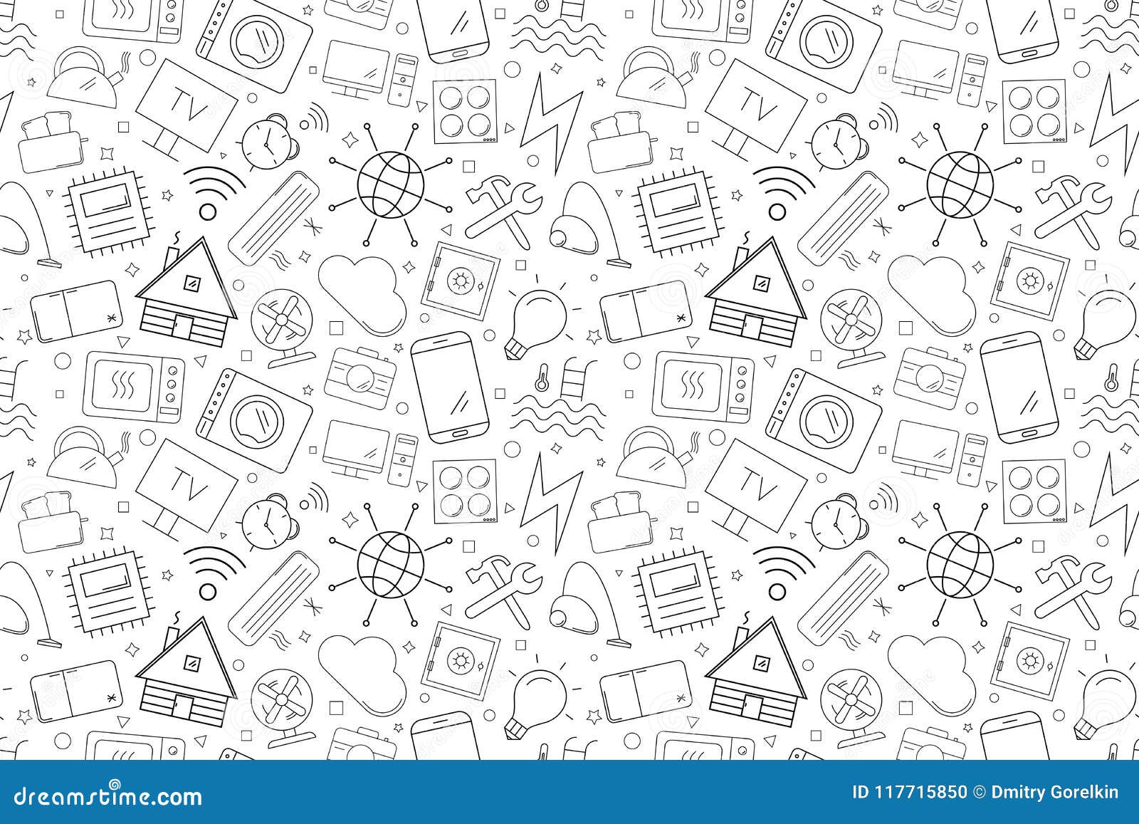 Vector Smart Home Pattern with Word Stock Vector - Illustration of ...