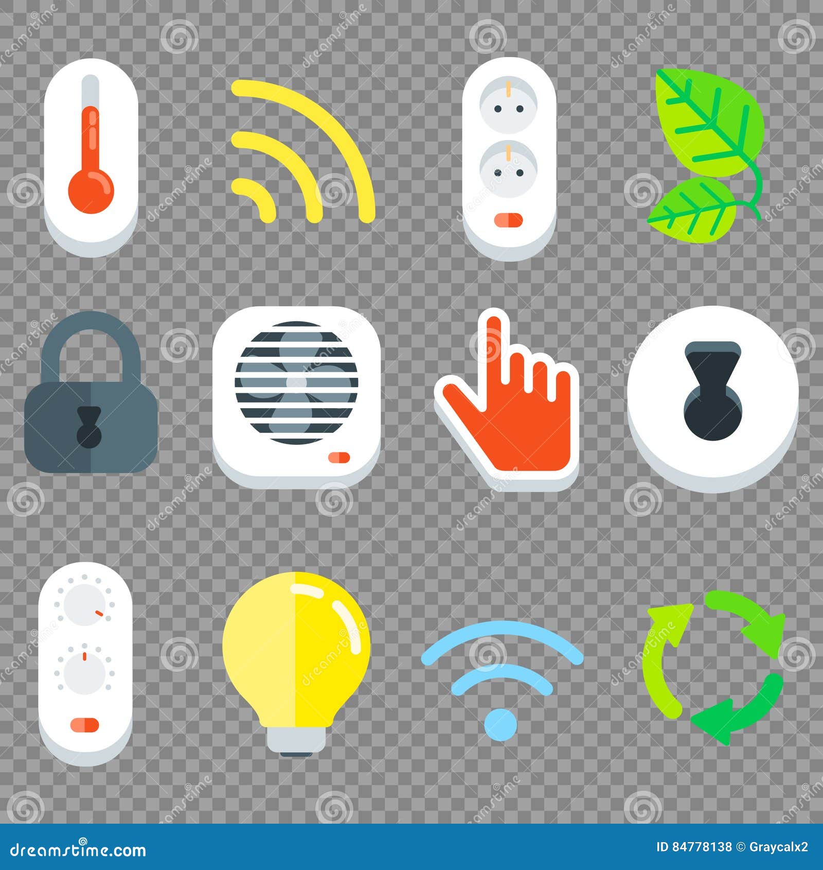 Vector Smart House Flat Tech Icon Set Stock Vector - Illustration of ...