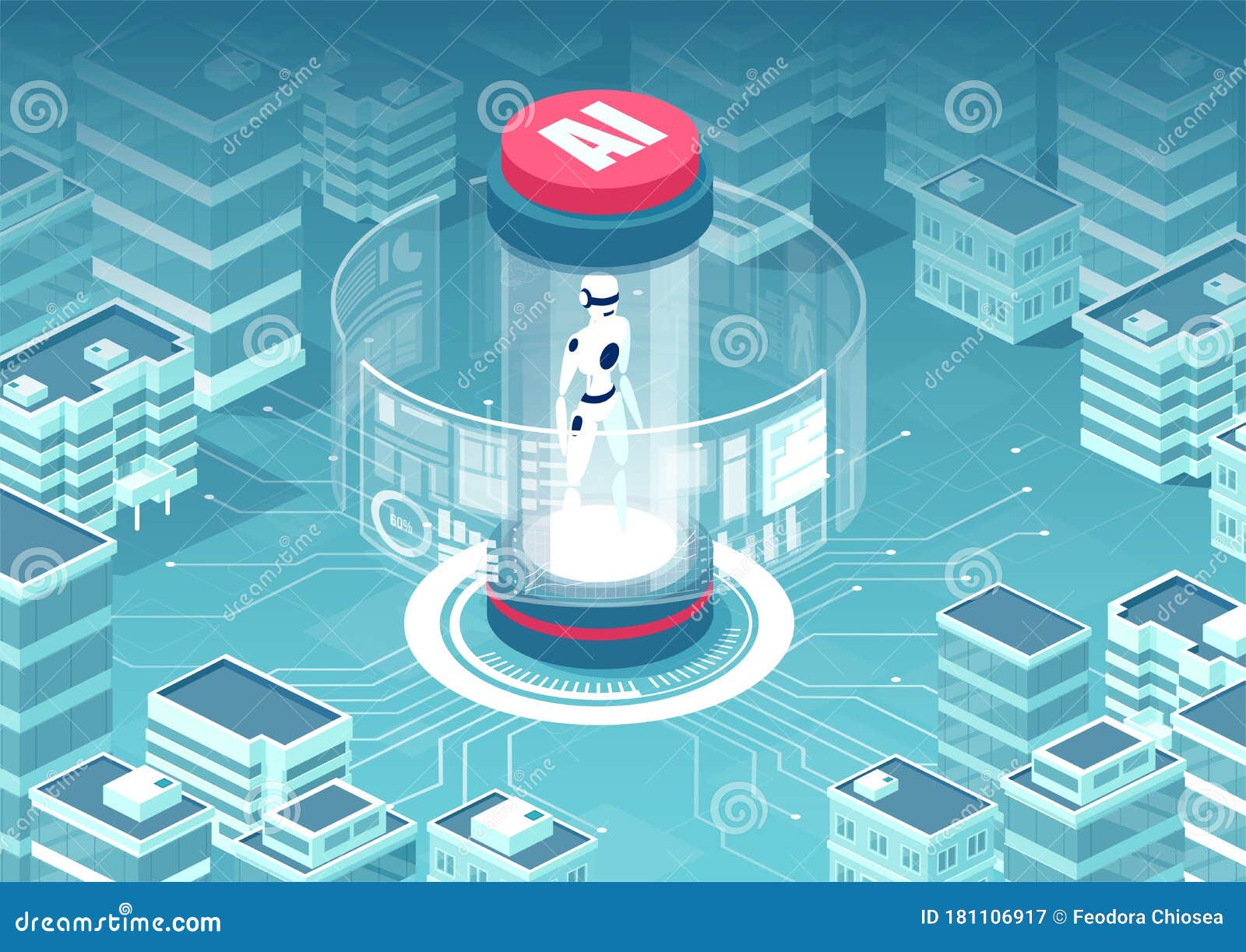 Vector of a Smart Interconnected City of the Future with Artificial ...