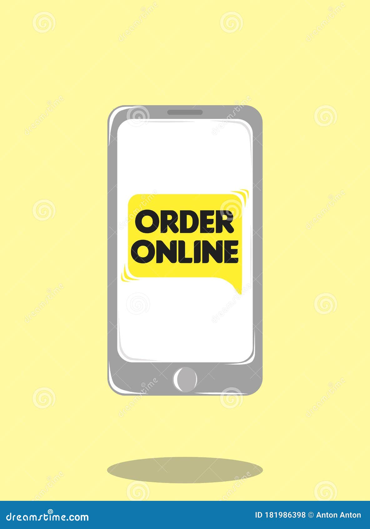 Vector Smart Phone with Button Order Online on the Touchscreen. Flat ...