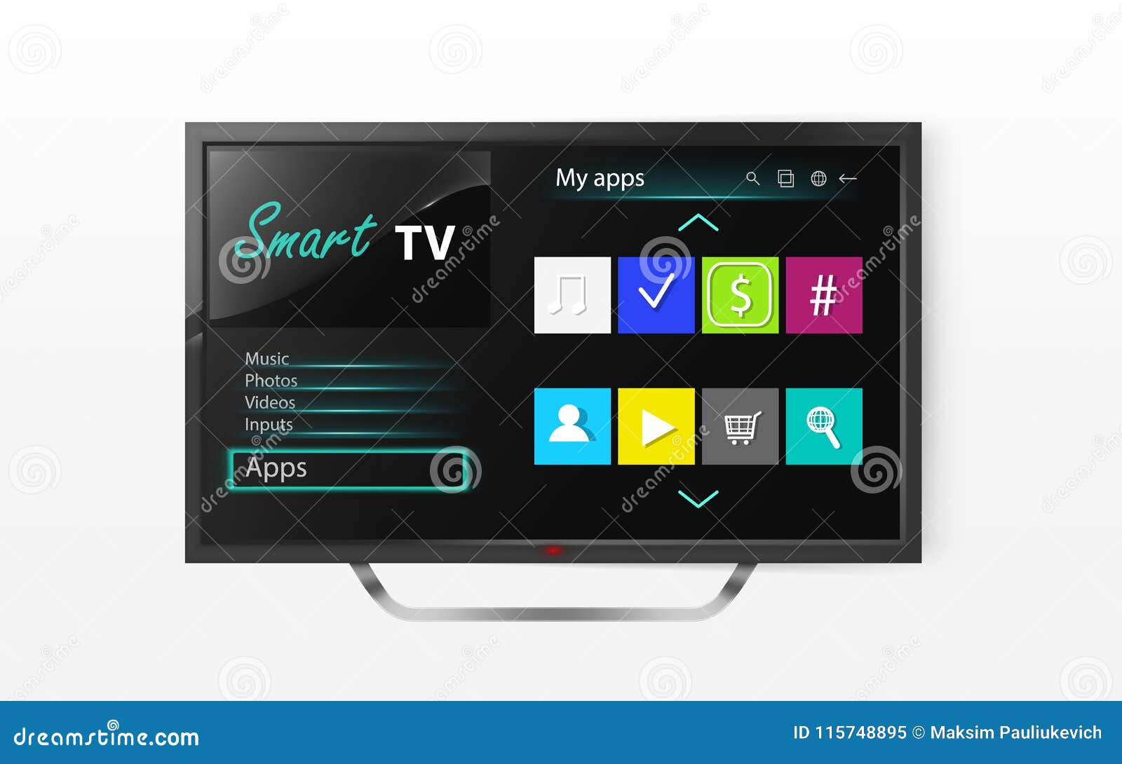Vector Smart Tv Menu on Lcd Screen Stock Vector - Illustration of ...