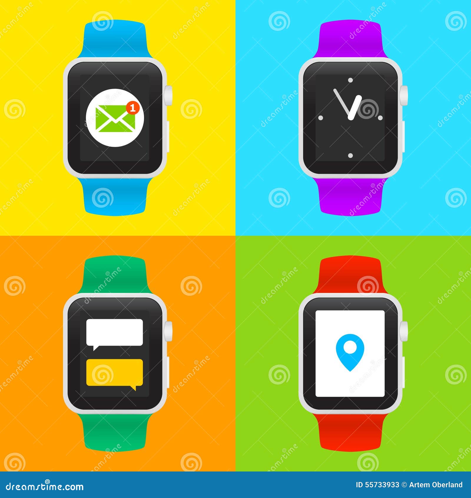 Vector Smart Watch Icons stock vector. Illustration of infographics ...