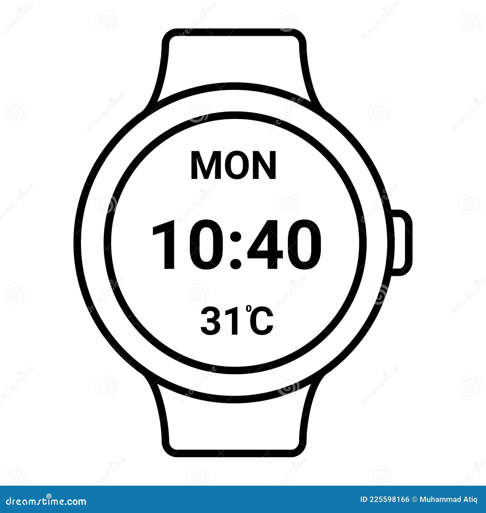 Vector Smart Watch Outline Icon Design Stock Vector - Illustration of ...