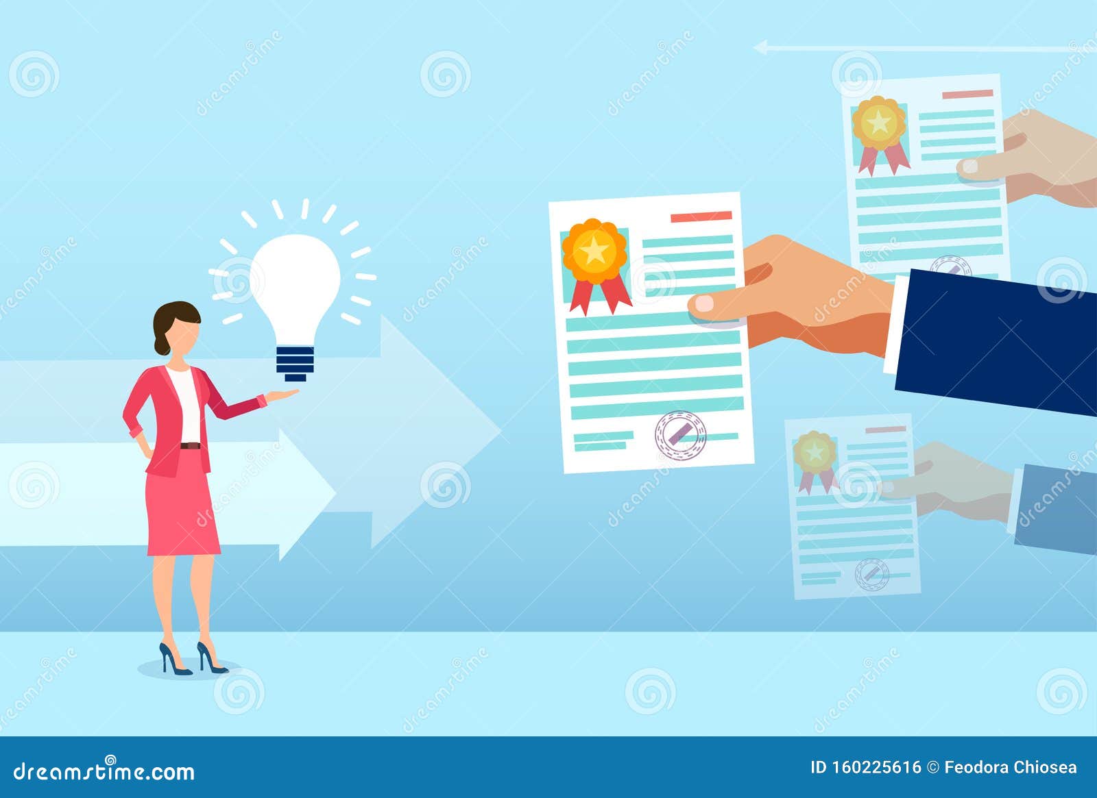 Vector of a Smart Woman is Innovative Ideas Receiving a Certificate ...