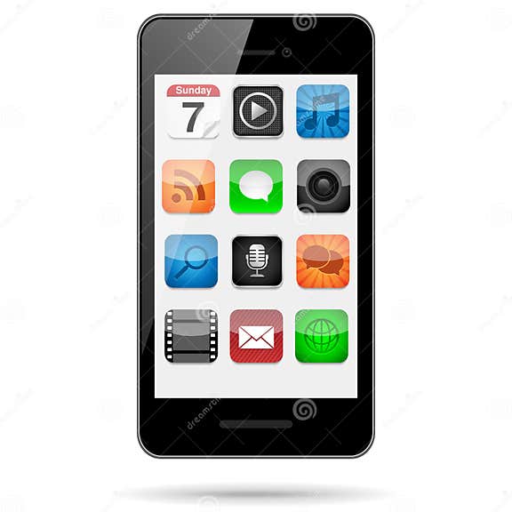 Smartphone with App Icons stock vector. Illustration of gray - 29823919