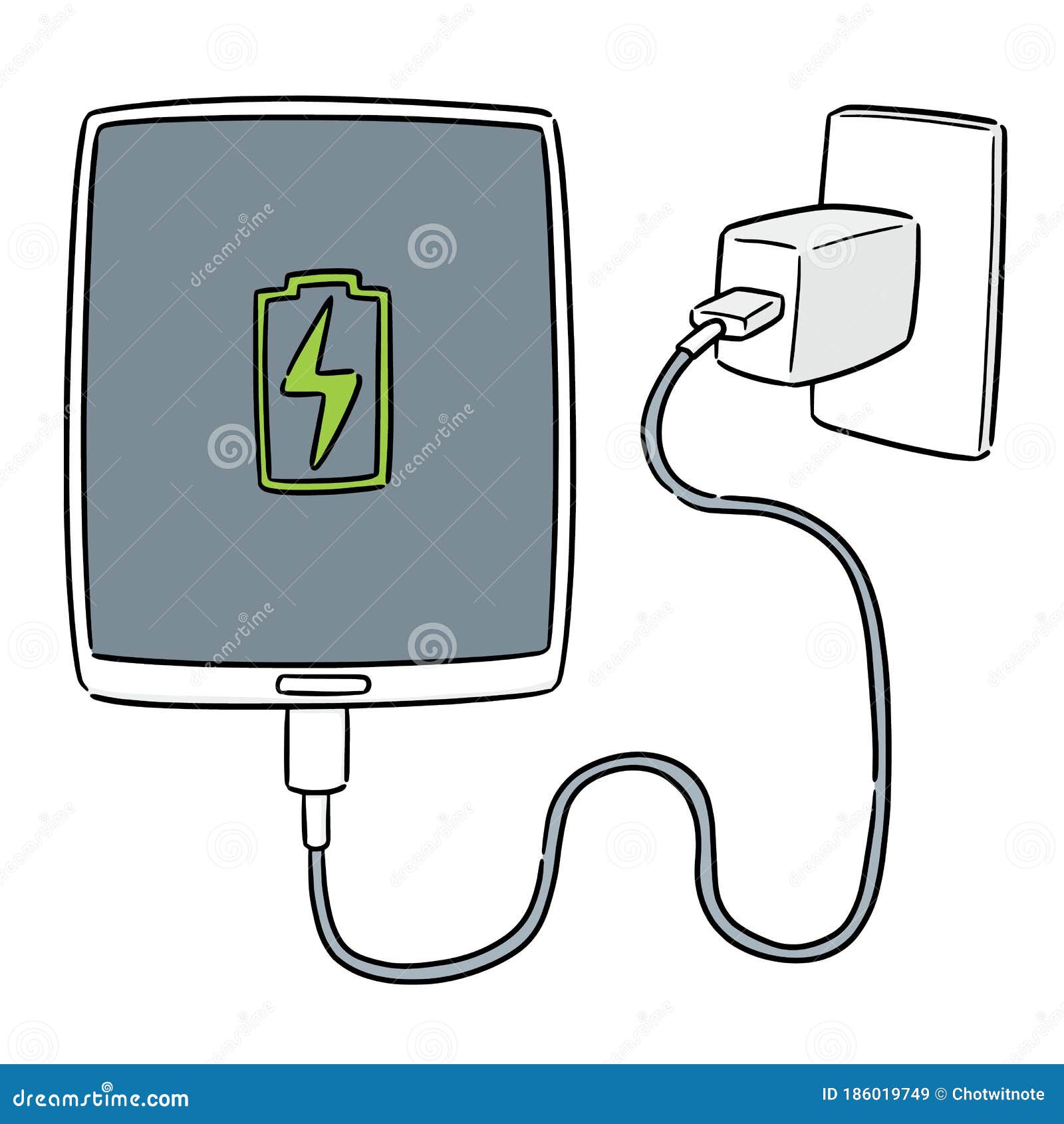 Vector of Smartphone Charging Stock Vector - Illustration of doodle ...