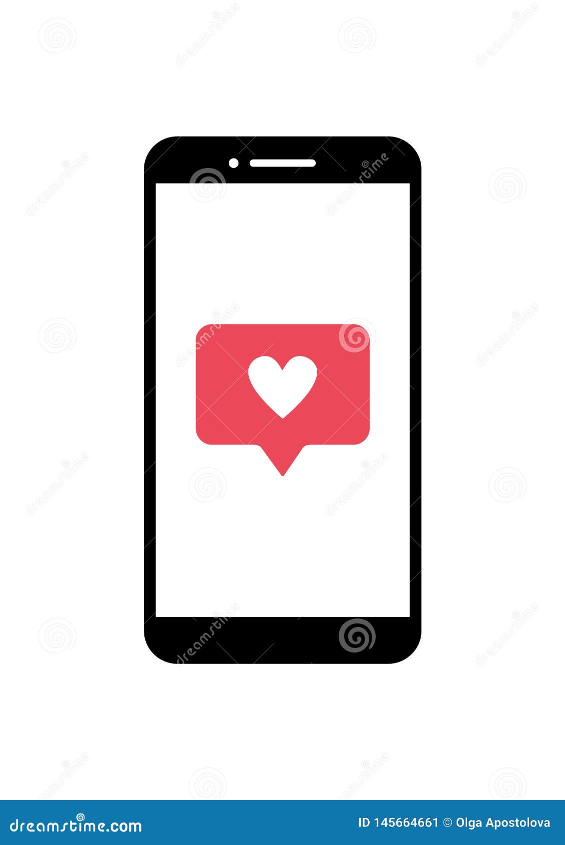 Vector Smartphone Icon with Red Like Symbol on the Screen Stock Vector ...
