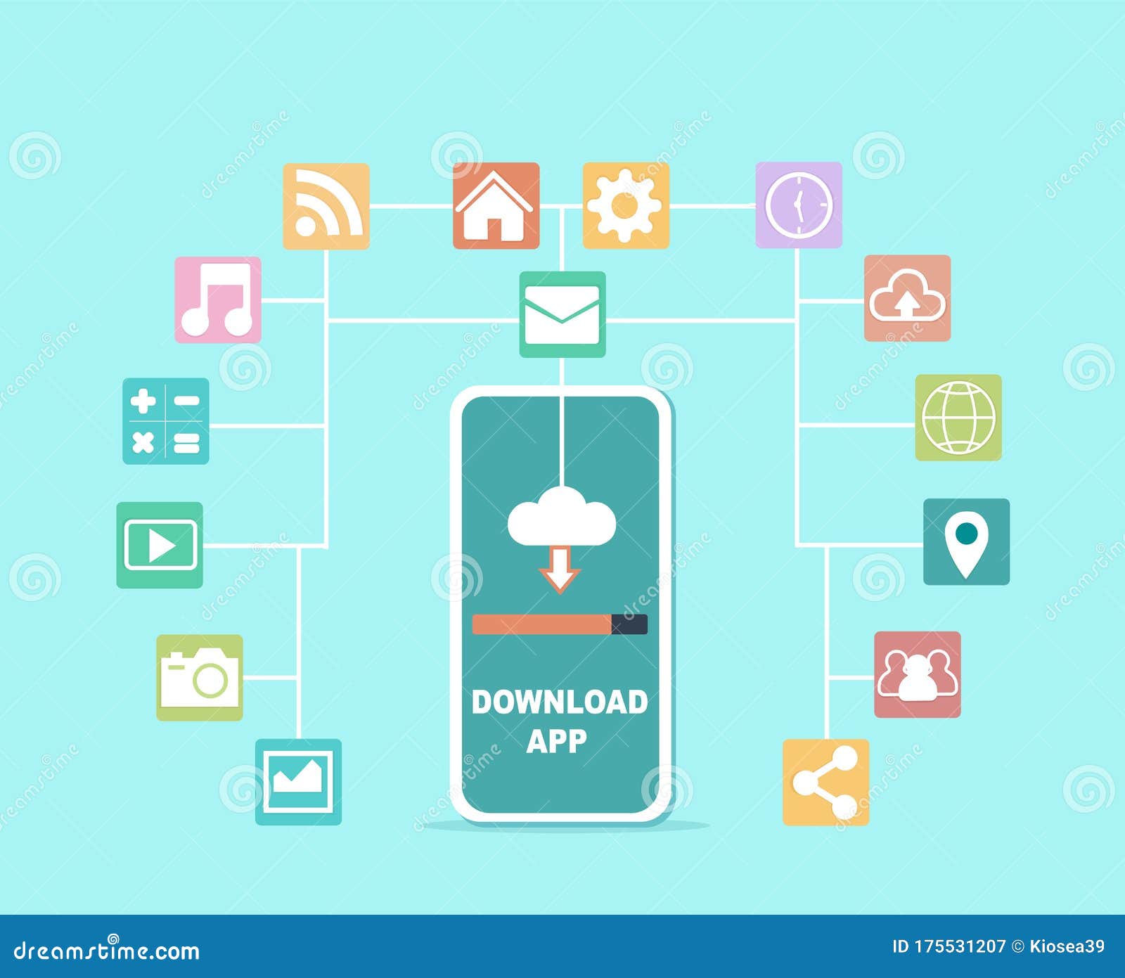 Vector of a Smartphone and Multiple Application Icons Stock Vector ...
