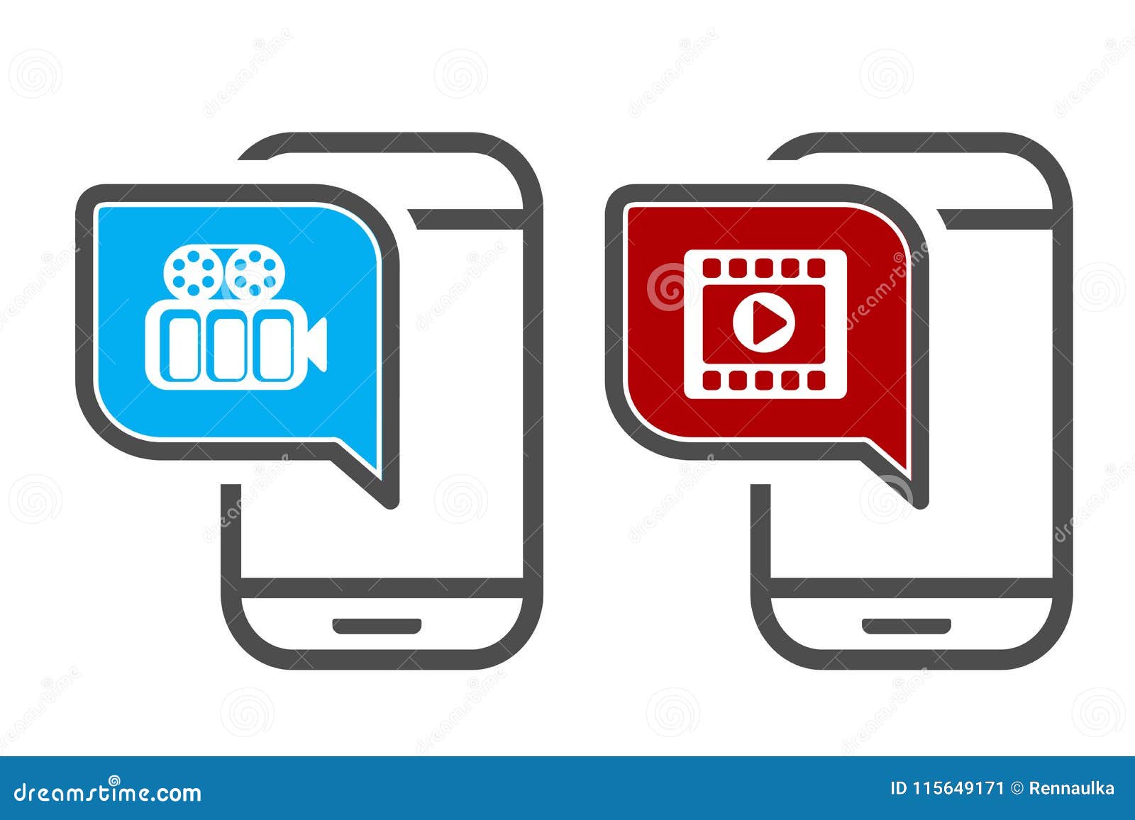Vector Smartphone with Video Player. App Icons for Video Playback or ...