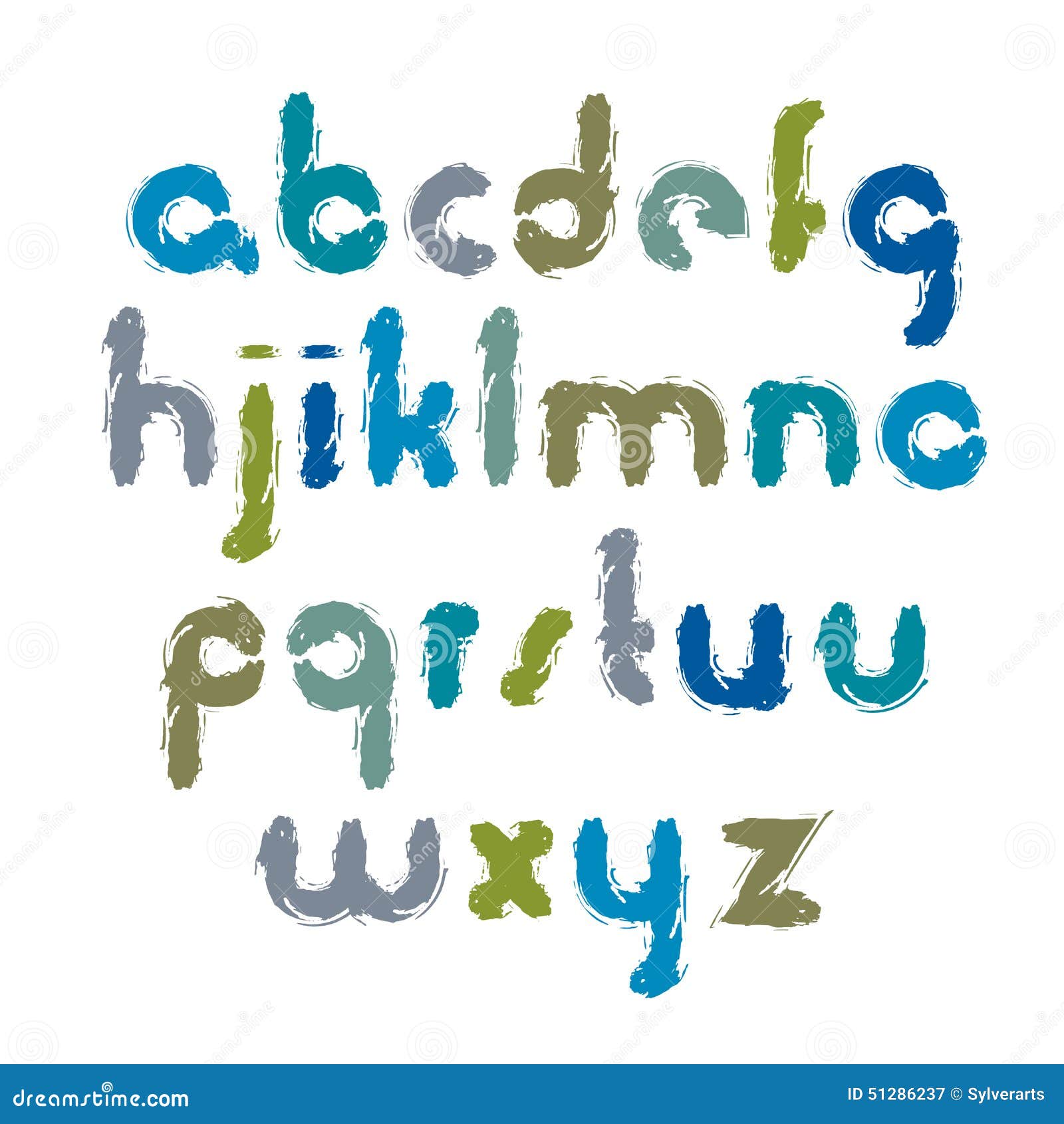 Vector Smeared Alphabet Letters Set, Hand-drawn Colorful Script, Bright ...