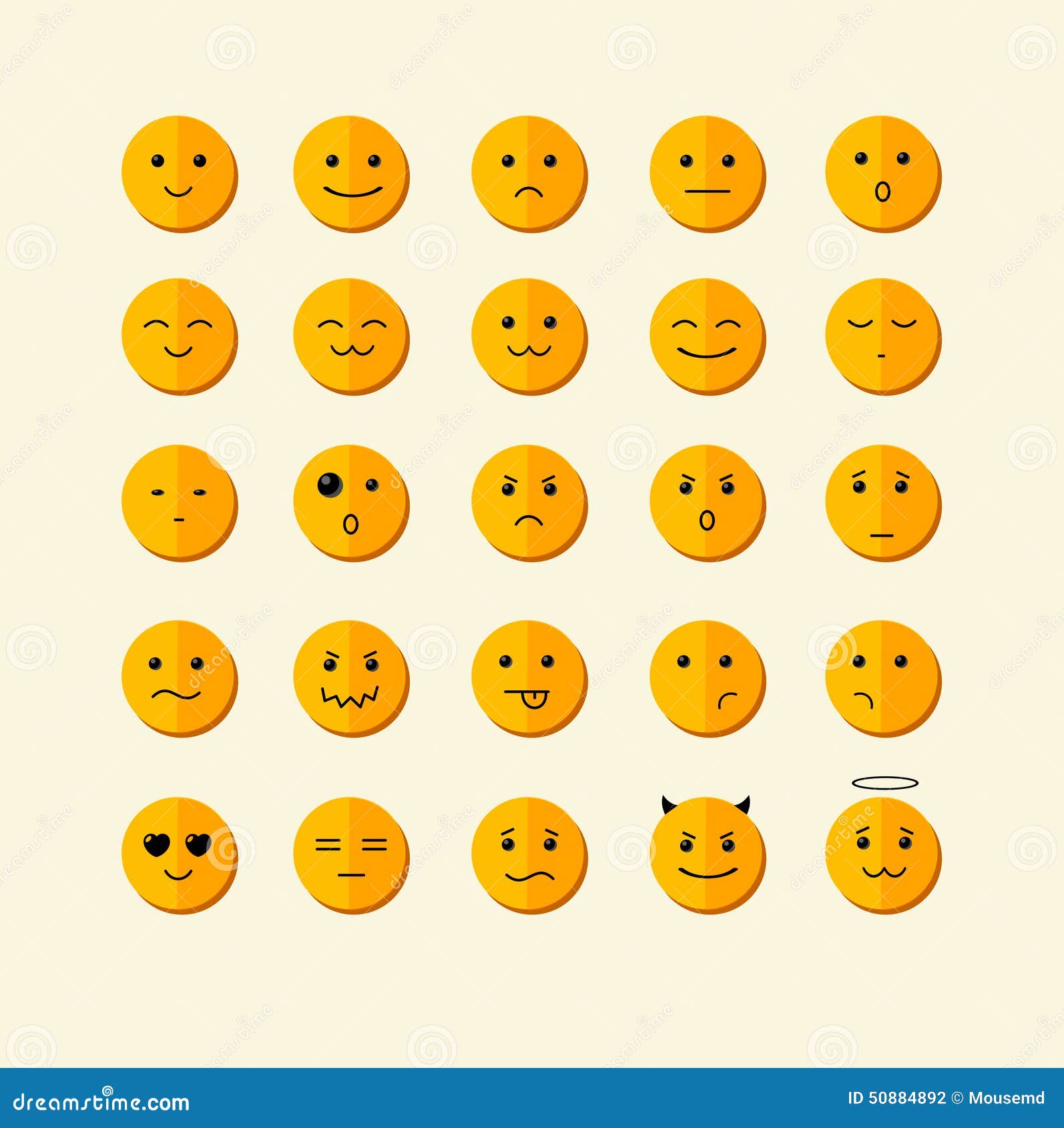 Vector Smile Icon Set. Flat Design Stock Vector - Illustration of ...