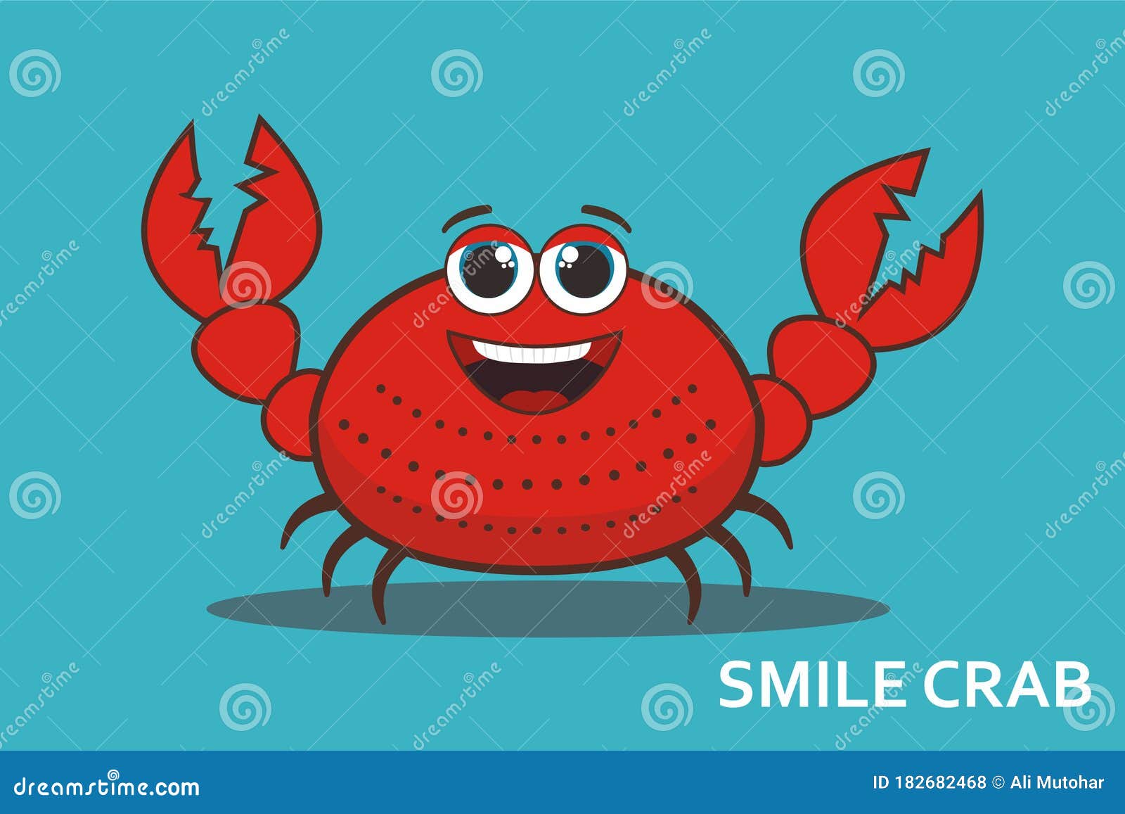 Vector of Smile Red Crab with Claws Stock Vector - Illustration of ...